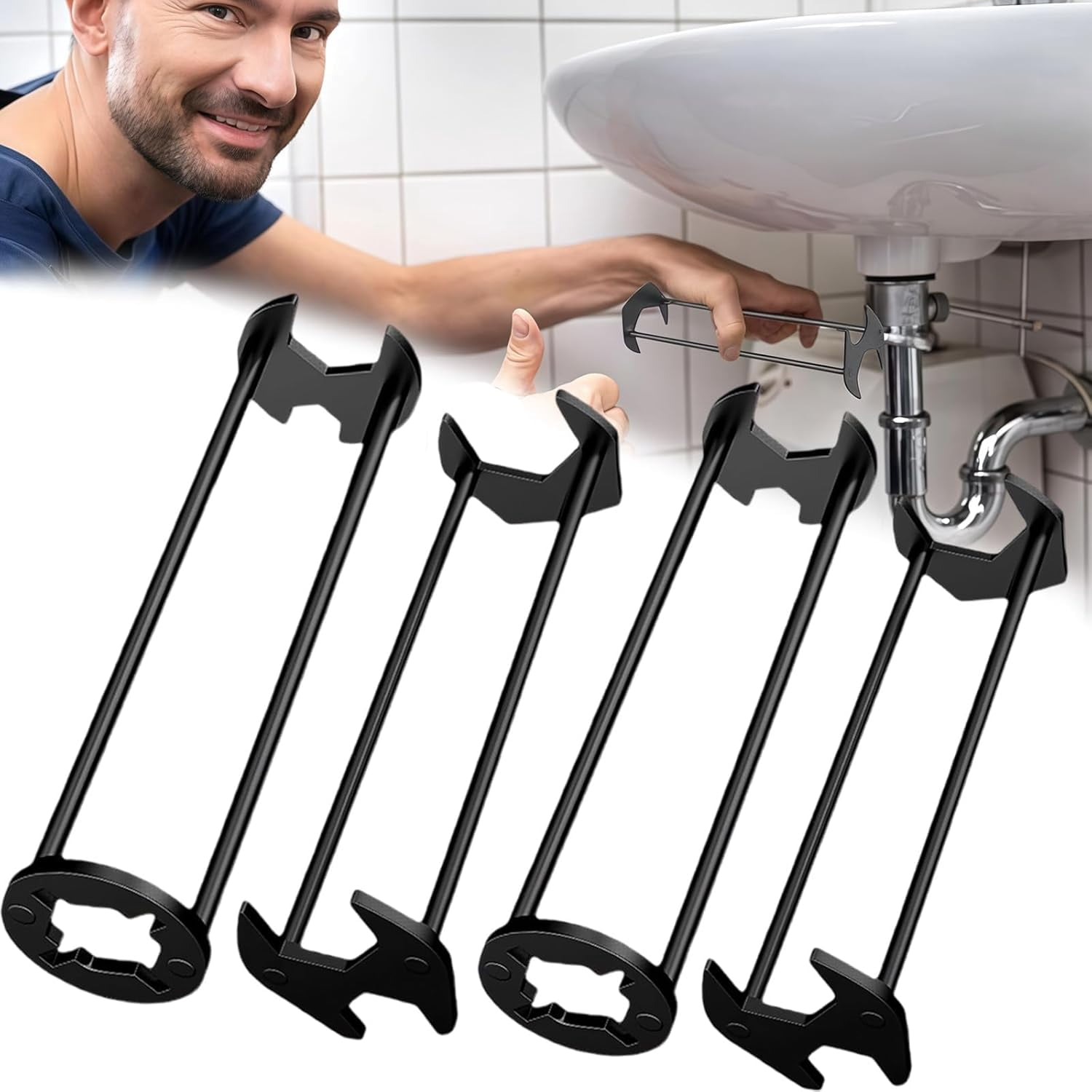 Multifunctional Sink Wrench, 2026 New Under Sink Wrench Faucet Tool ...
