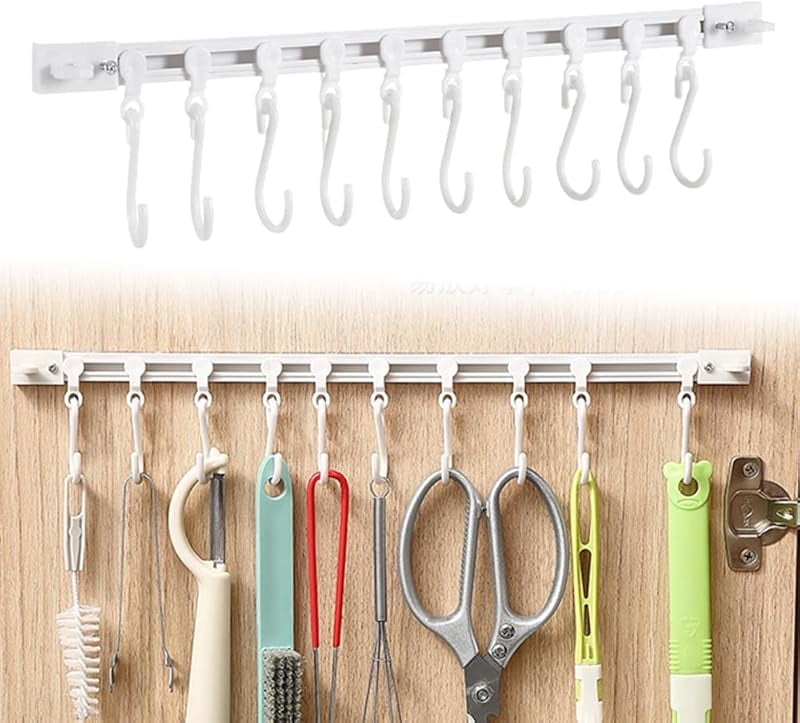 Multifunctional Slide Rail Hook,Kitchen Utensil Hanging Rack Wall ...