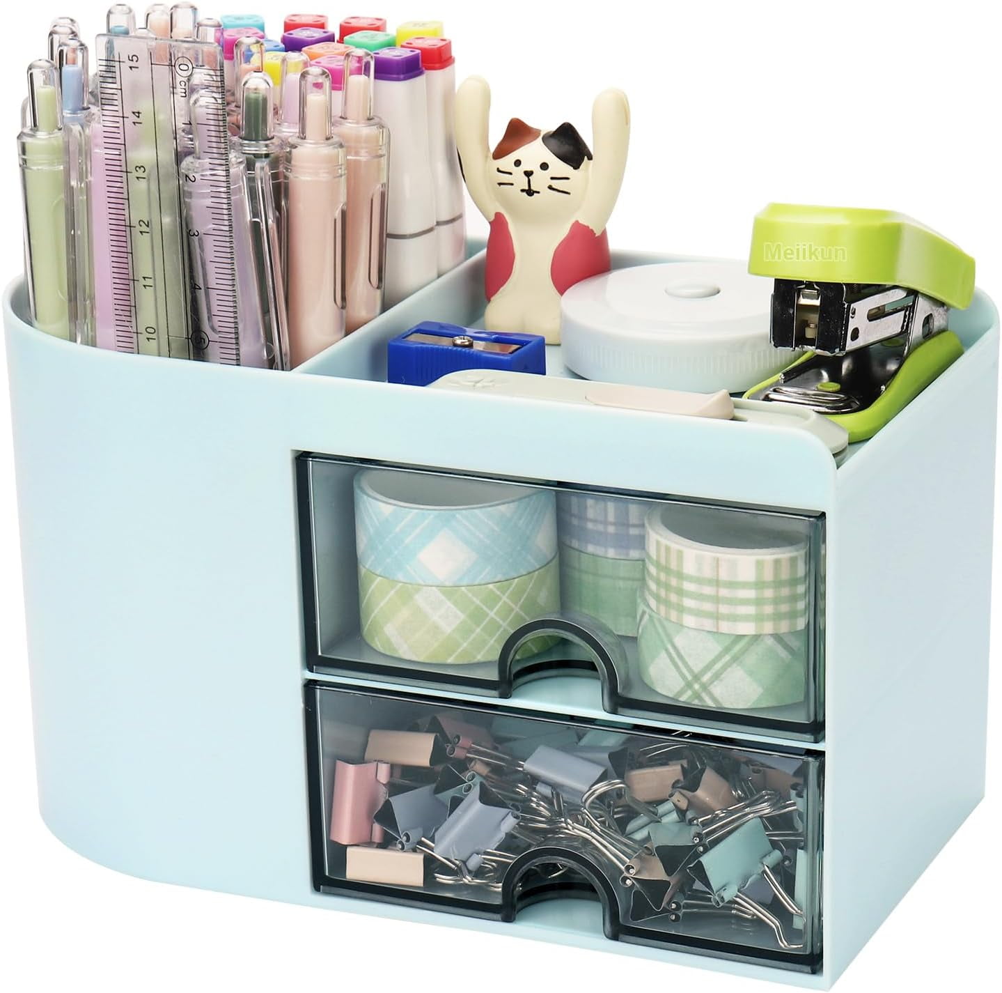 Multifunctional Small Desk Organizer with 4 Compartments + 2 Drawers ...