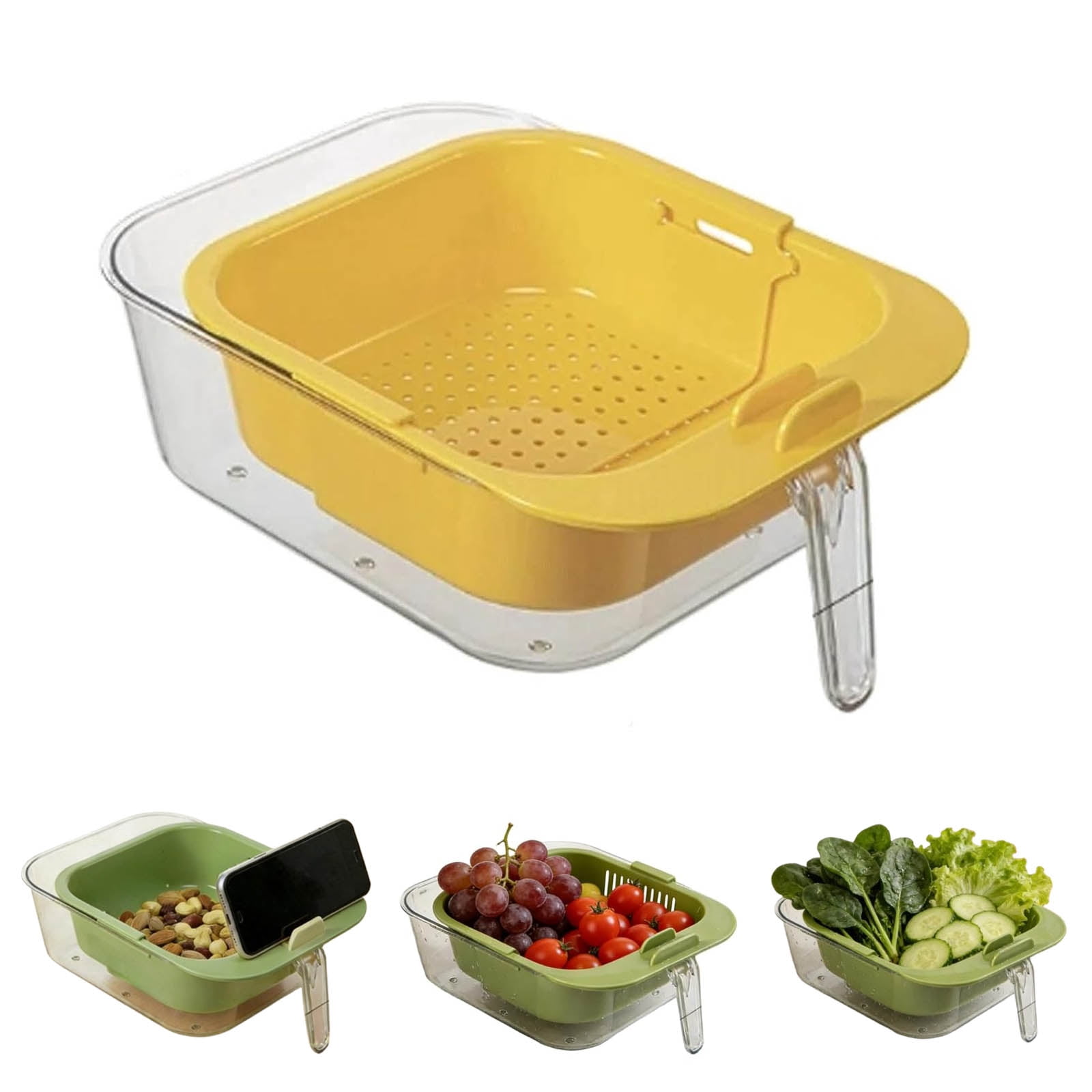 Multifunctional Snack and Fruit Tray with Phone Holder,Double Layer ...