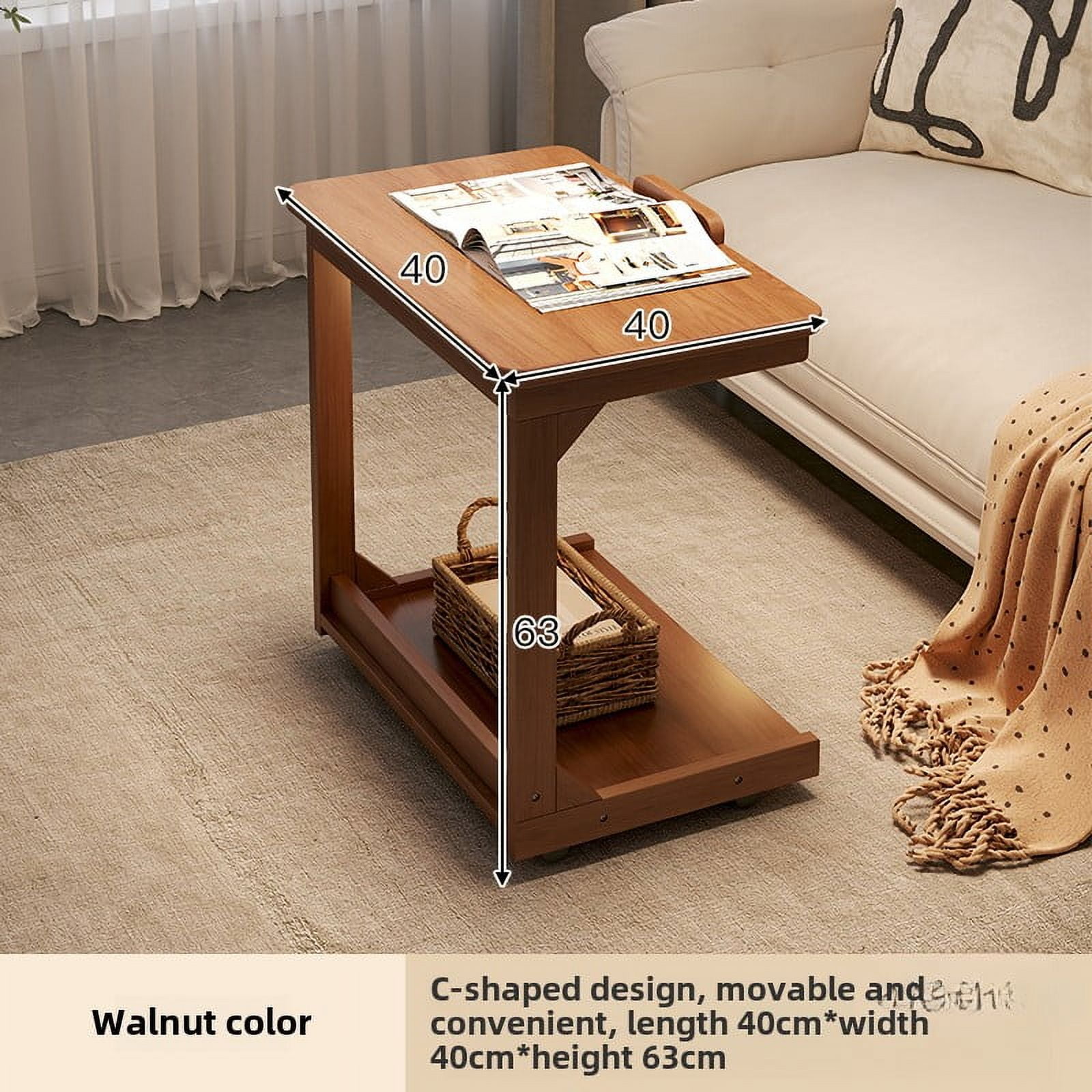 Multifunctional Sofa Side Table with Wheels for Living Room Bedroom ...