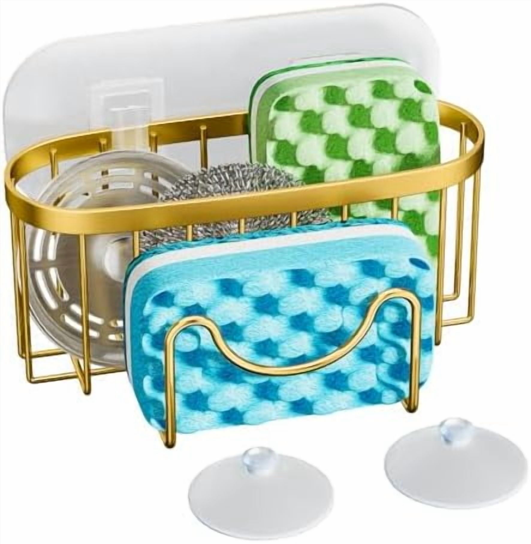 Multifunctional Sponge Holder - 2 Installation Methods Sink Caddy with ...