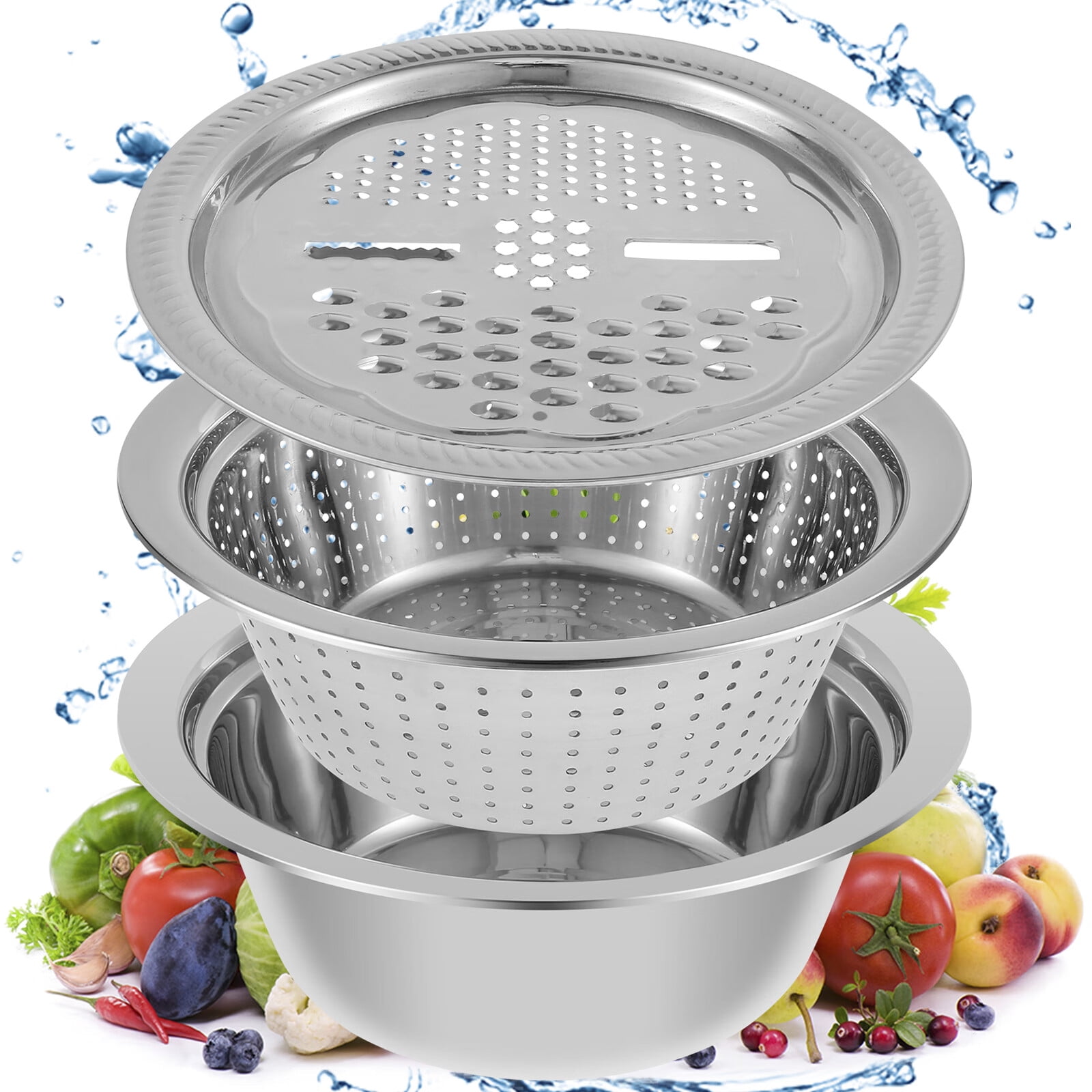 Multifunctional Stainless Steel Basin 3 in 1 Stainless Steel Drain ...