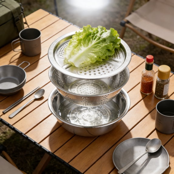Multifunctional Stainless Steel Basin Complete 3-Piece Set with Slicer ...