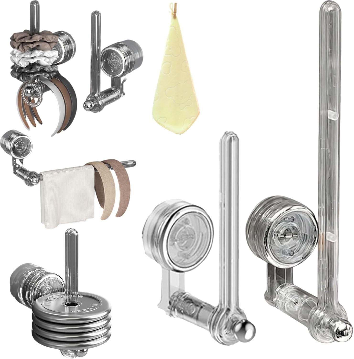 Multifunctional Sucker Hanging Rod, Adjustable Suction Cup Paper Towel ...