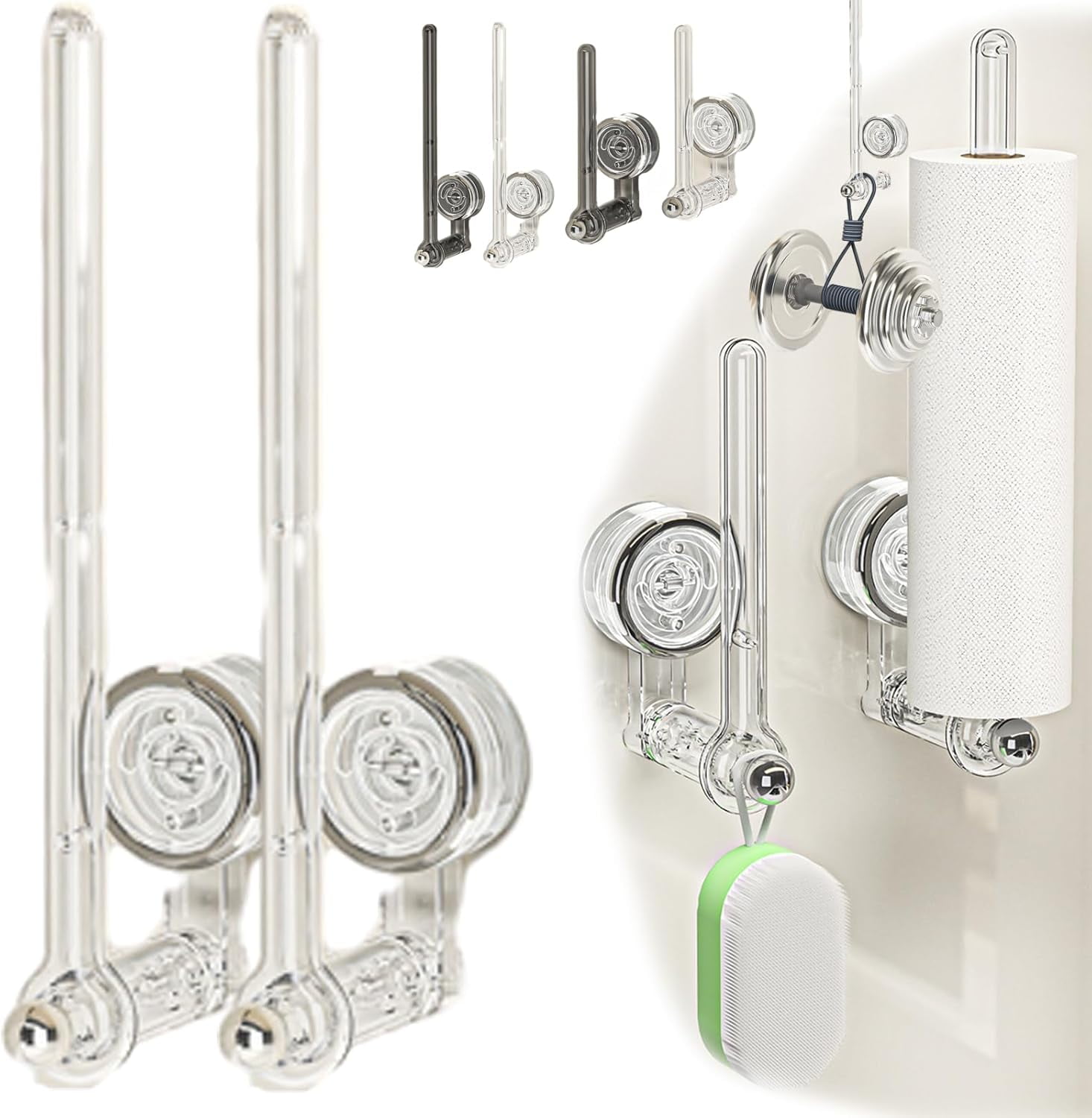 Multifunctional Sucker Hanging Rod, Adjustable Suction Cup Paper Towel ...