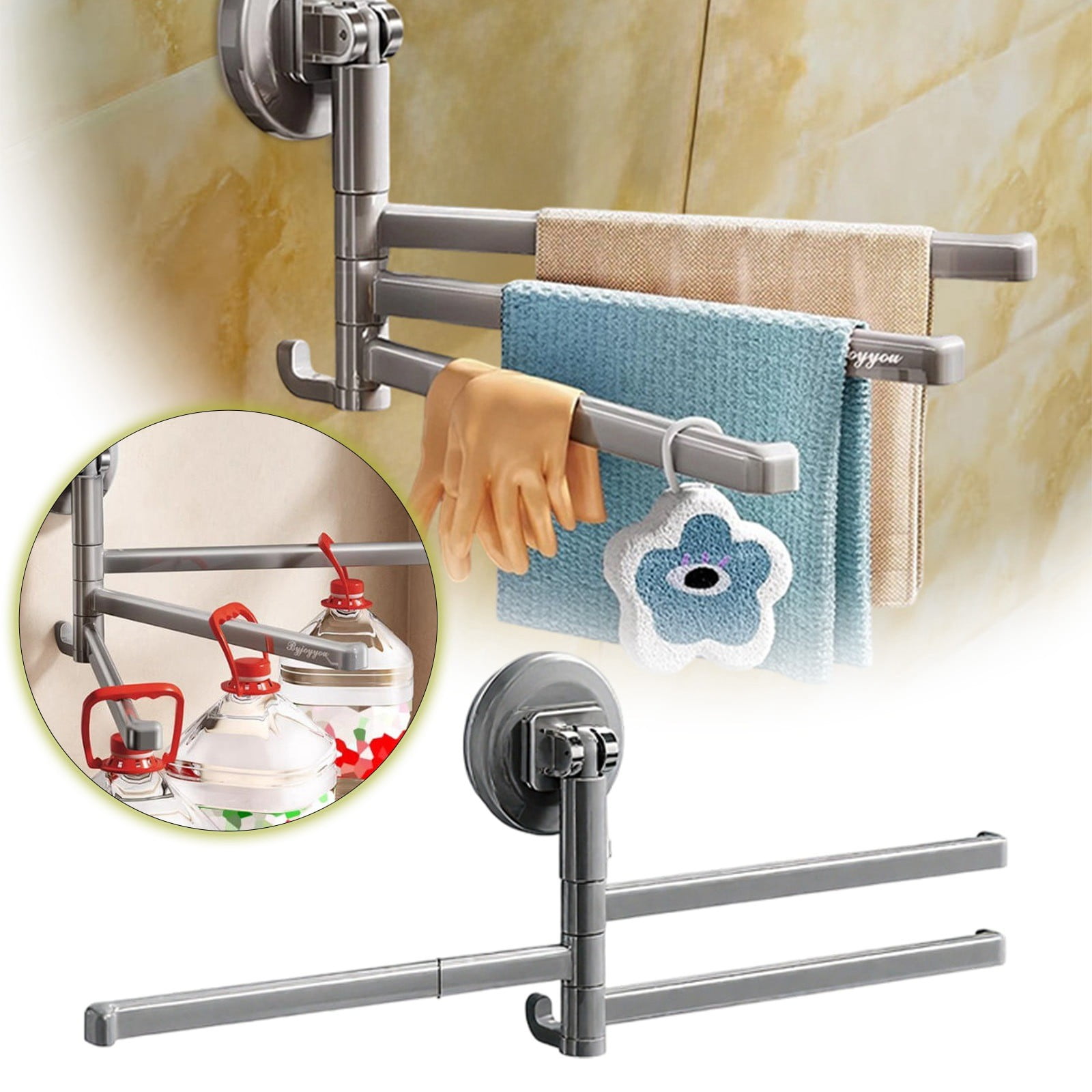 Multifunctional Suction Cup Dish Drying Rack Adjustable Rotating Arm ...