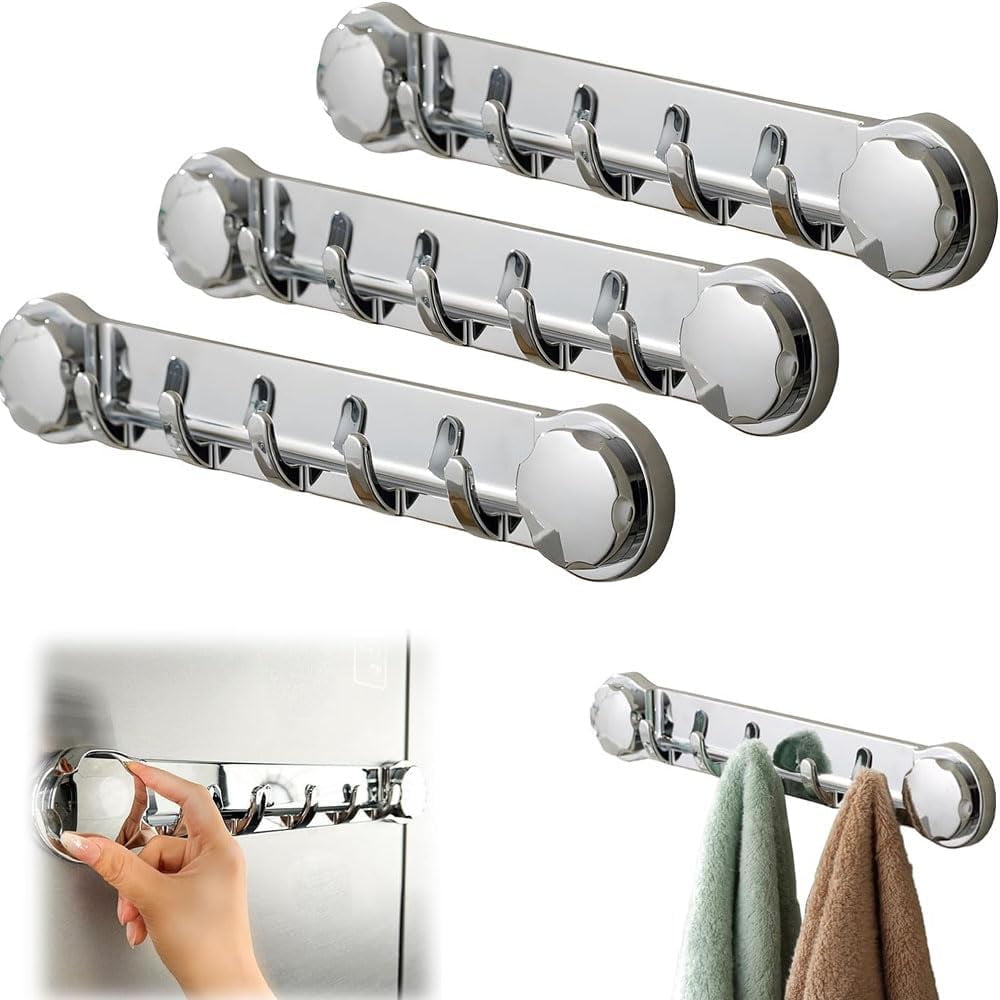 Multifunctional Suction Cup Hooks Bathroom Wall Hooks,Stainless Towel Rack for Hanging Towels ...