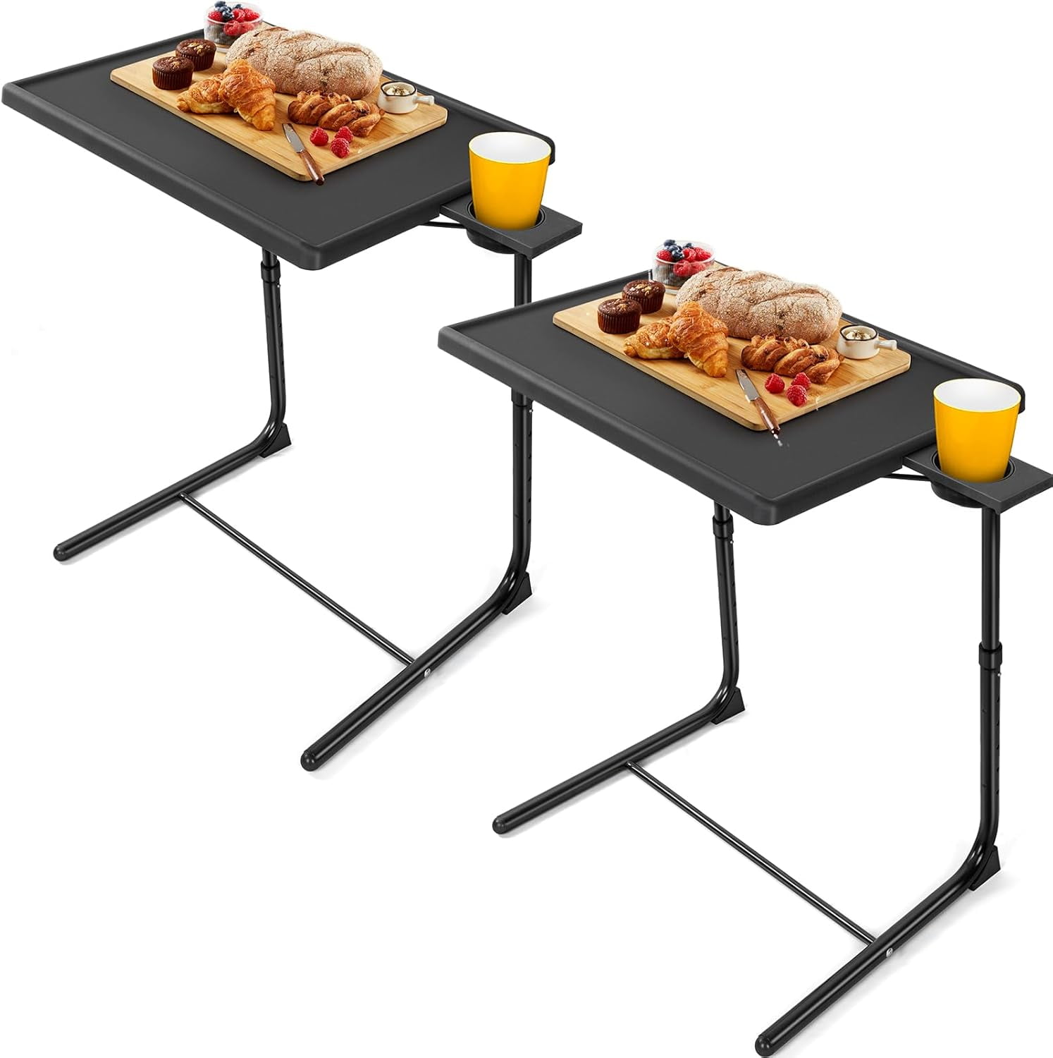 Multifunctional TV Tray Table - [2 Packs] Adjustable TV Dinner Tray ...