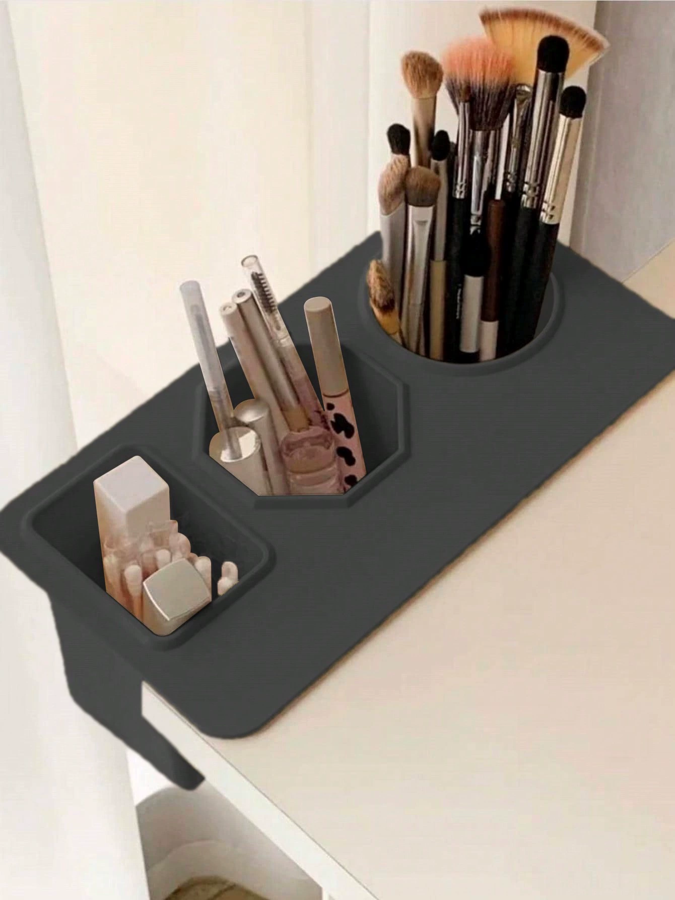 Multifunctional Table Organizer，Rectangular Black Plastic Organizer ...