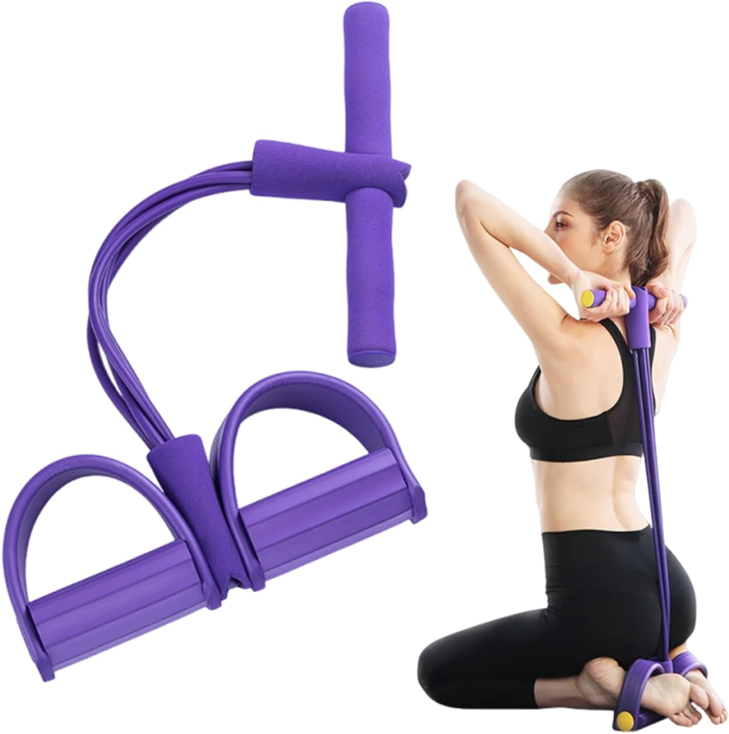 Multifunctional Tension Cor 4-Tube Elastic Yoga Pedal Puller Resistance ...
