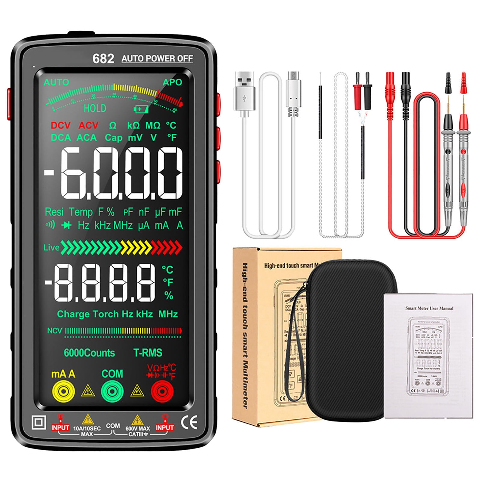 Multifunctional Tester Screen Digital Multimeter Tester Ammeter 6000 ...