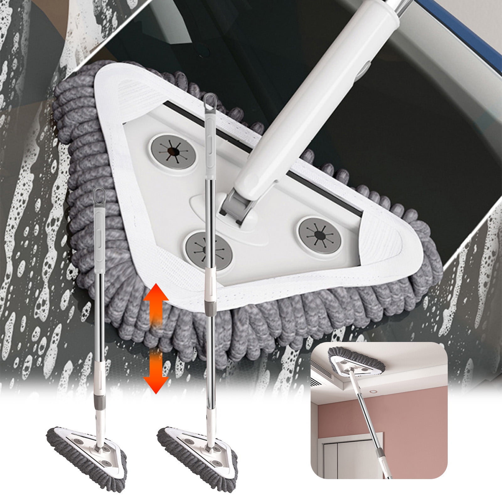 Multifunctional Triangle Mop, Wall Mop with Long Handle, Spliced ...