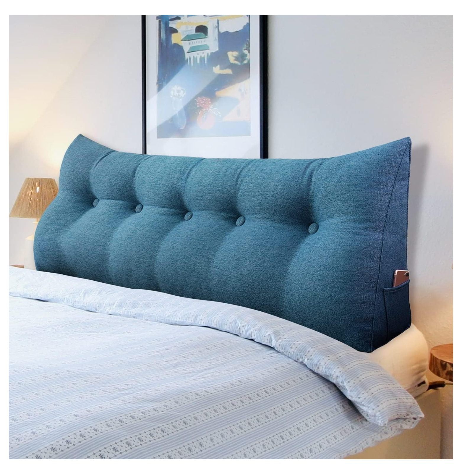 Multifunctional Upholstered Headboard Pillow Queen Size, Button Tufted ...