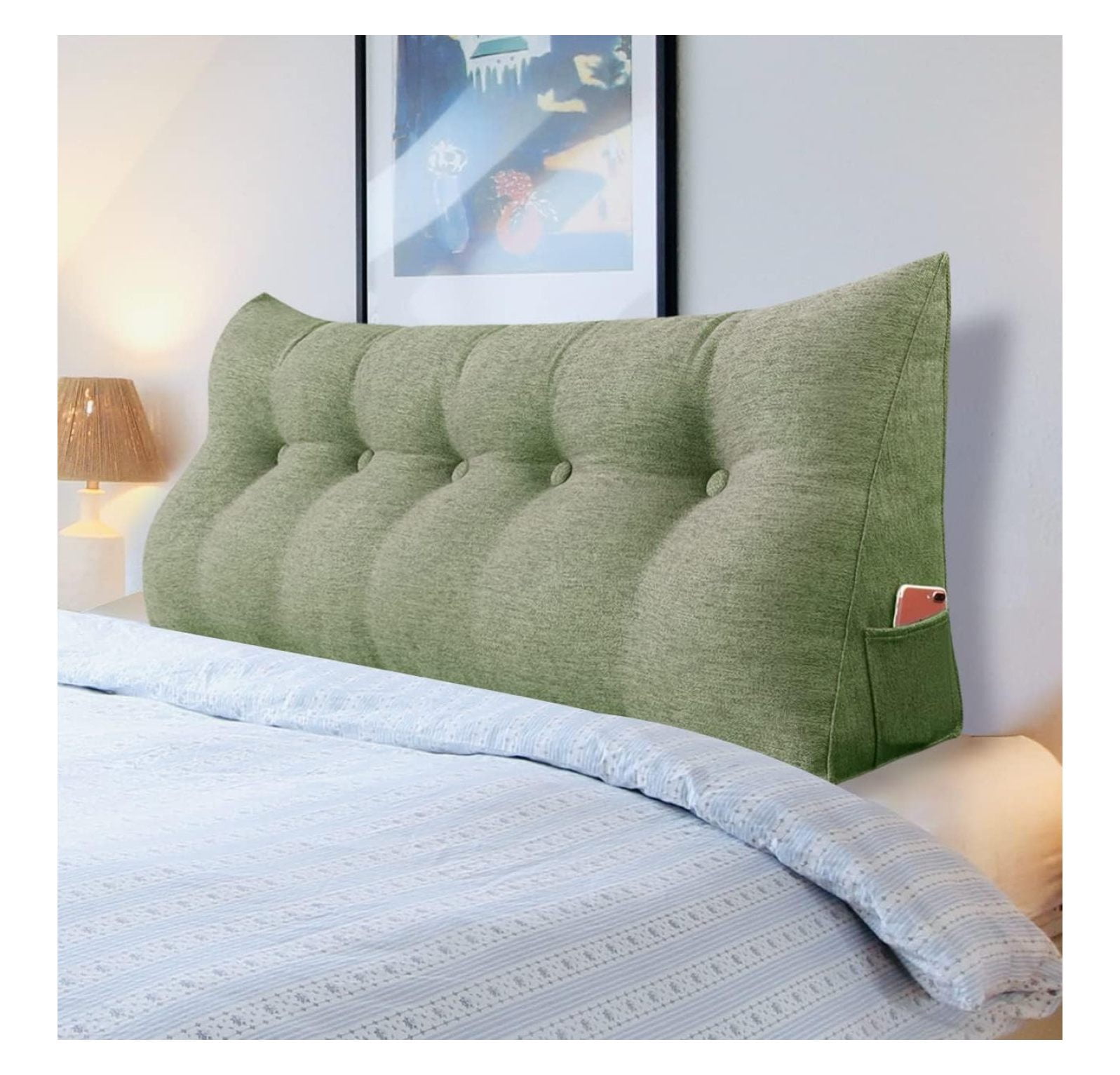 Multifunctional Upholstered Headboard Pillow Queen Size, Button Tufted ...