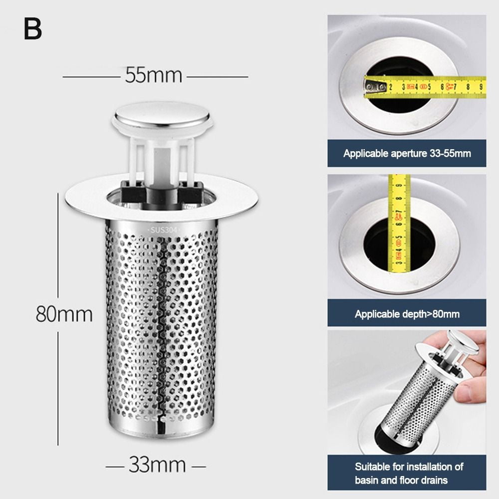 Multifunctional Useful Shower Leak Net Anti-clog Stainless Steel Pop Up ...