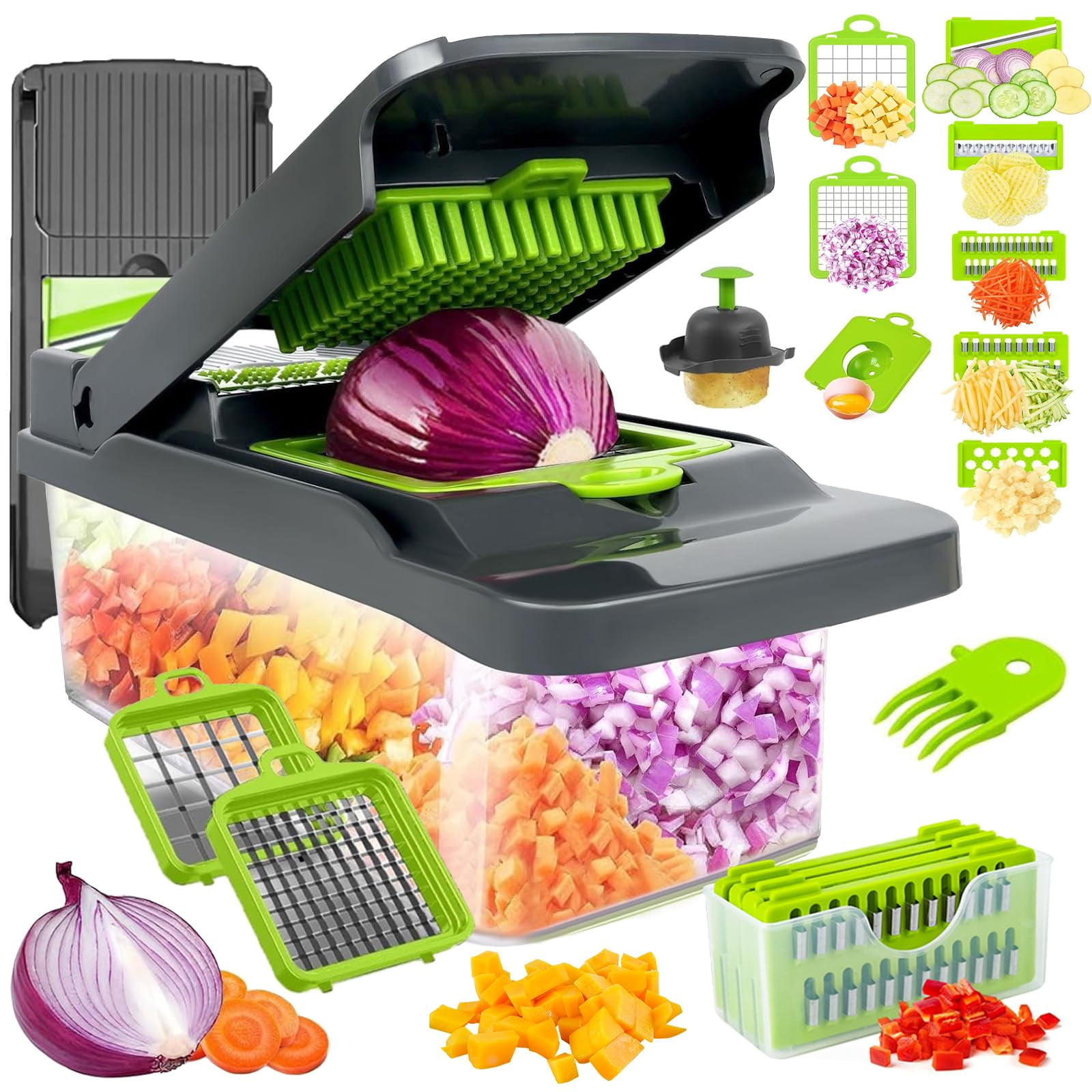 Multifunctional Vegetable Chopper Mandoline Slicer, 12-in-1 Food Dicer ...