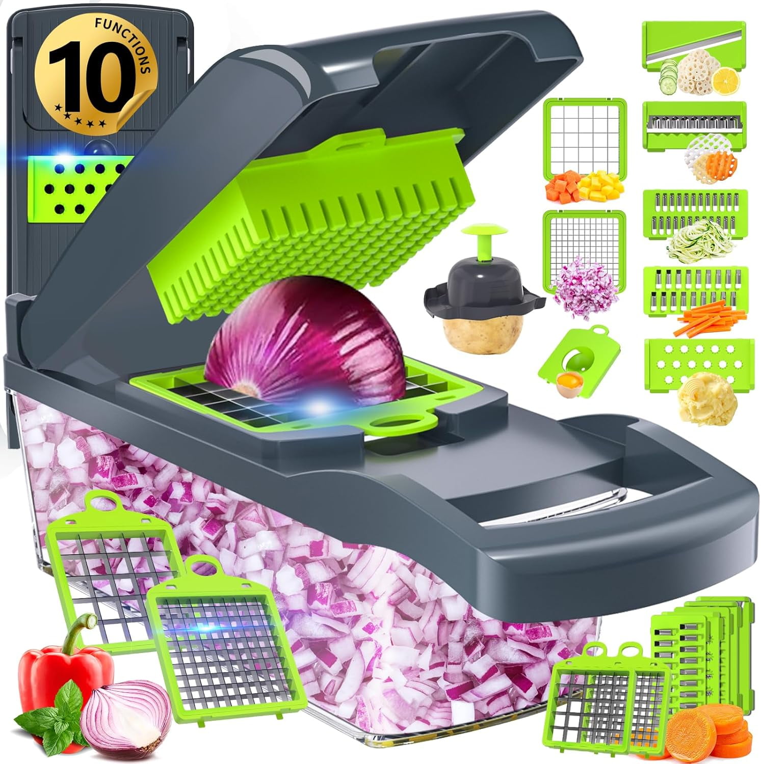 Multifunctional Vegetable Chopper Pro – 7 Stainless Steel Blades for ...