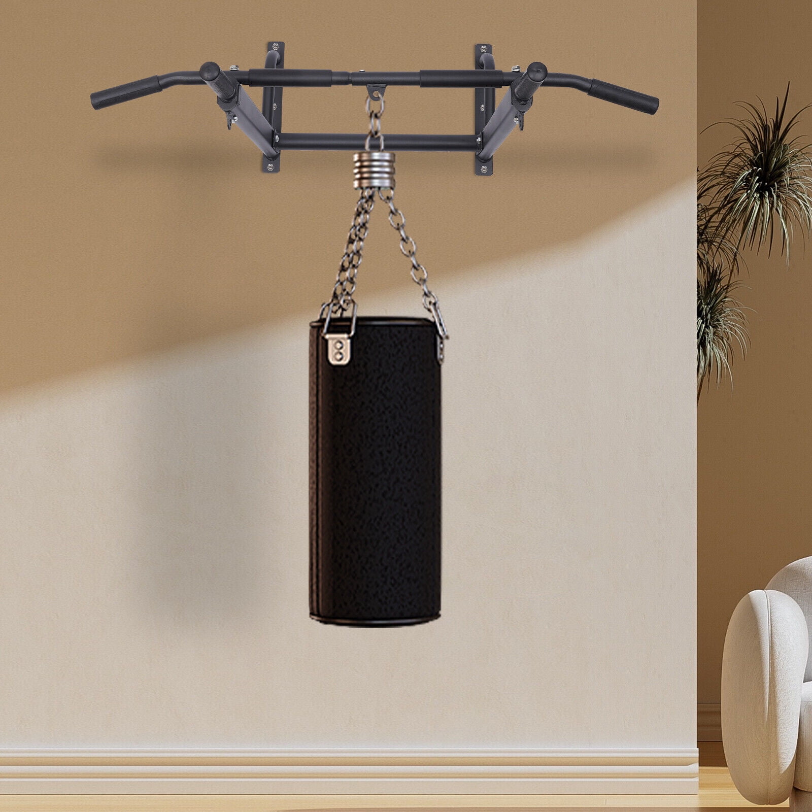 Multifunctional Wall Mounted Pull Up Chin Up Bar Dip Station Power Rack ...