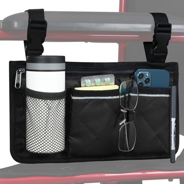 Waterproof Wheelchair Storage Bag with Cup Holder and Reflective Strip ...