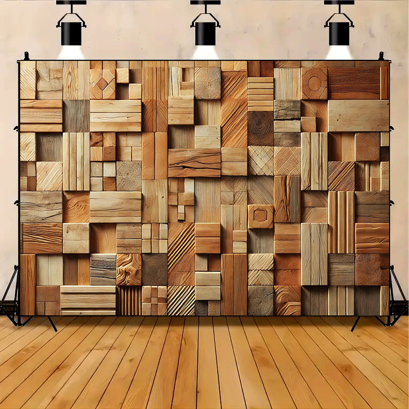 Multifunctional Wood Wall Puzzle Backdrop, Texture Polyester Banner for ...