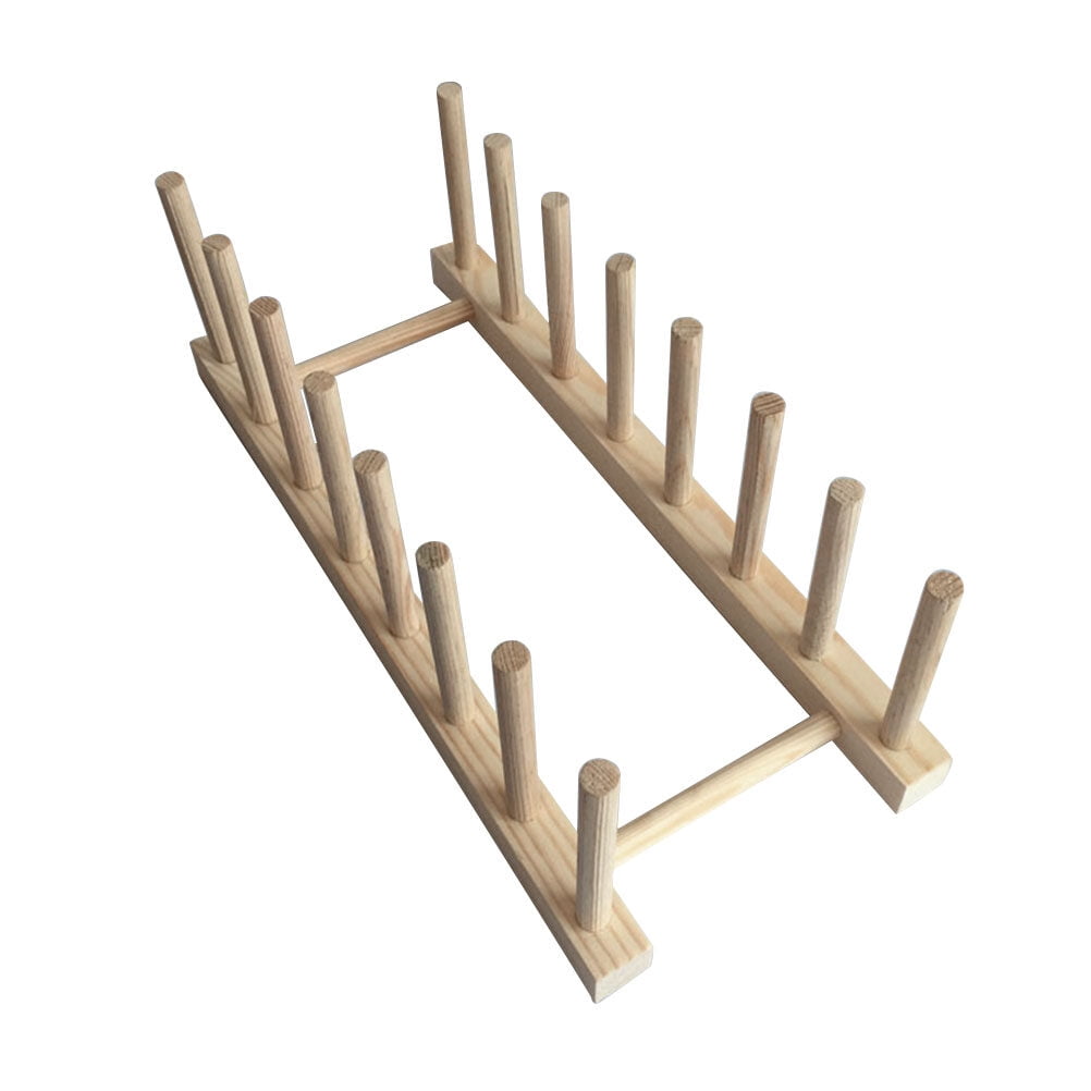 TABLZONE Beige Wooden Plate Rack with Easy Assembly for Kitchen Storage ...