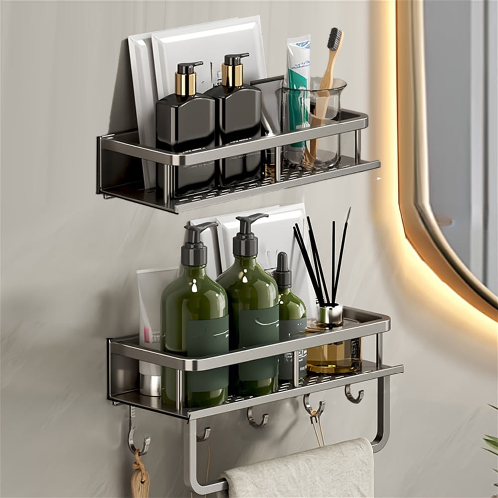 Multifunctional bath tray wall-mounted bathroom shelf cosmetic storage ...