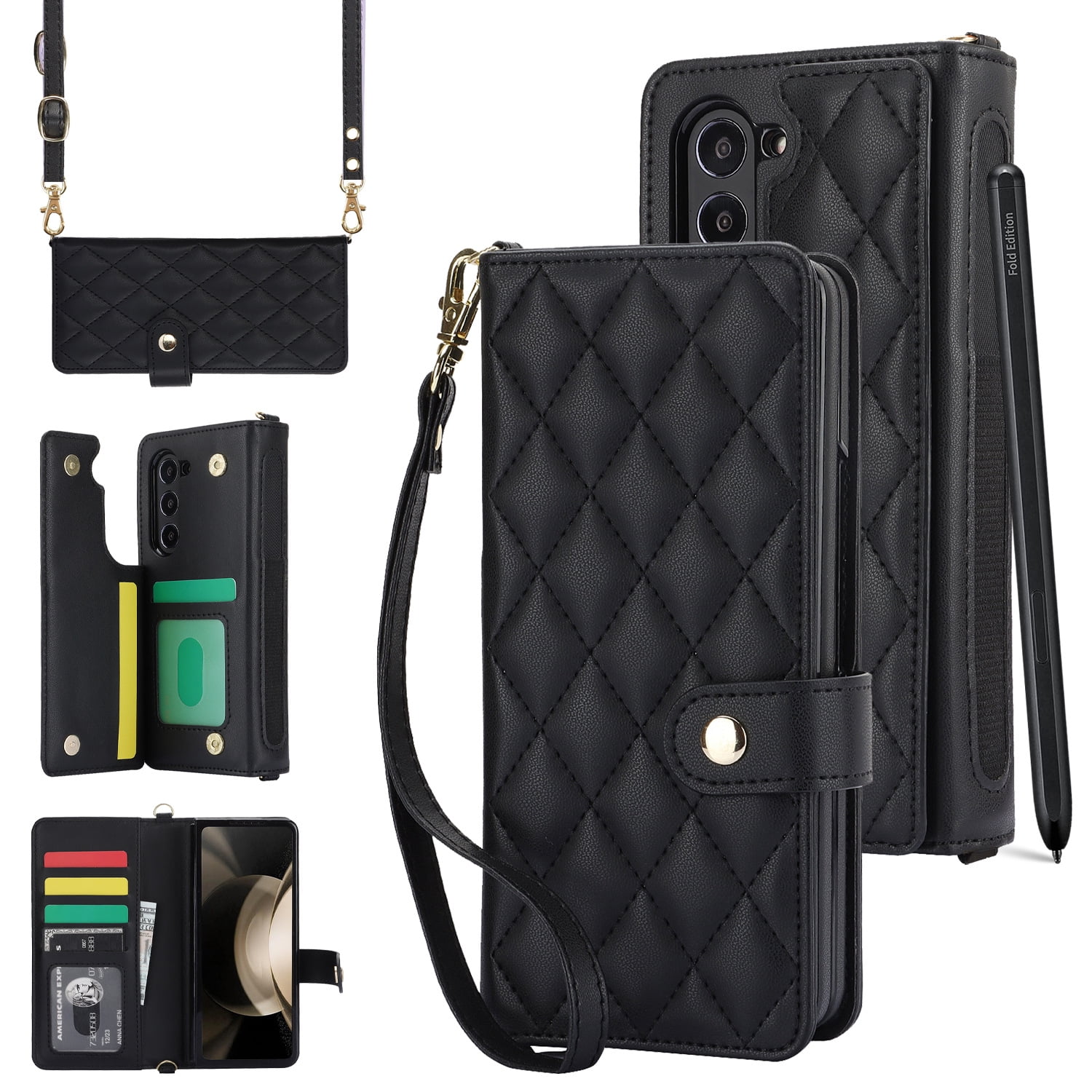 Multifunctional crossbody lanyard wallet leather phone case for Samsung ...