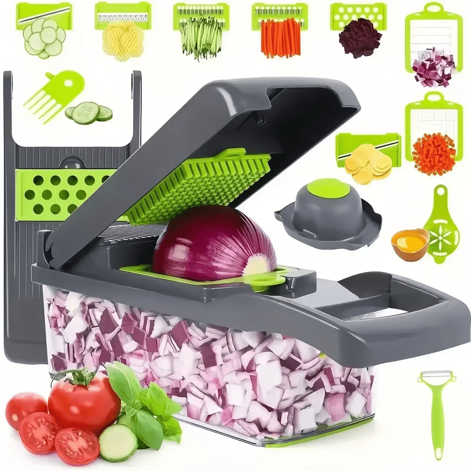 Multifunctional vegetable chopper 14/16 in one chopper handle food ...