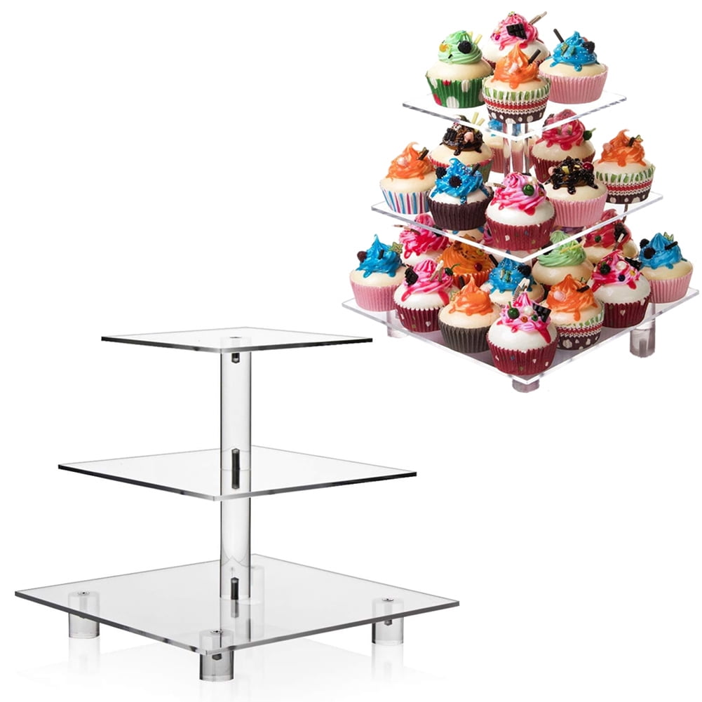 Multilayer Cake Holder 3 Layers Cake Display Stand Transparent Square ...