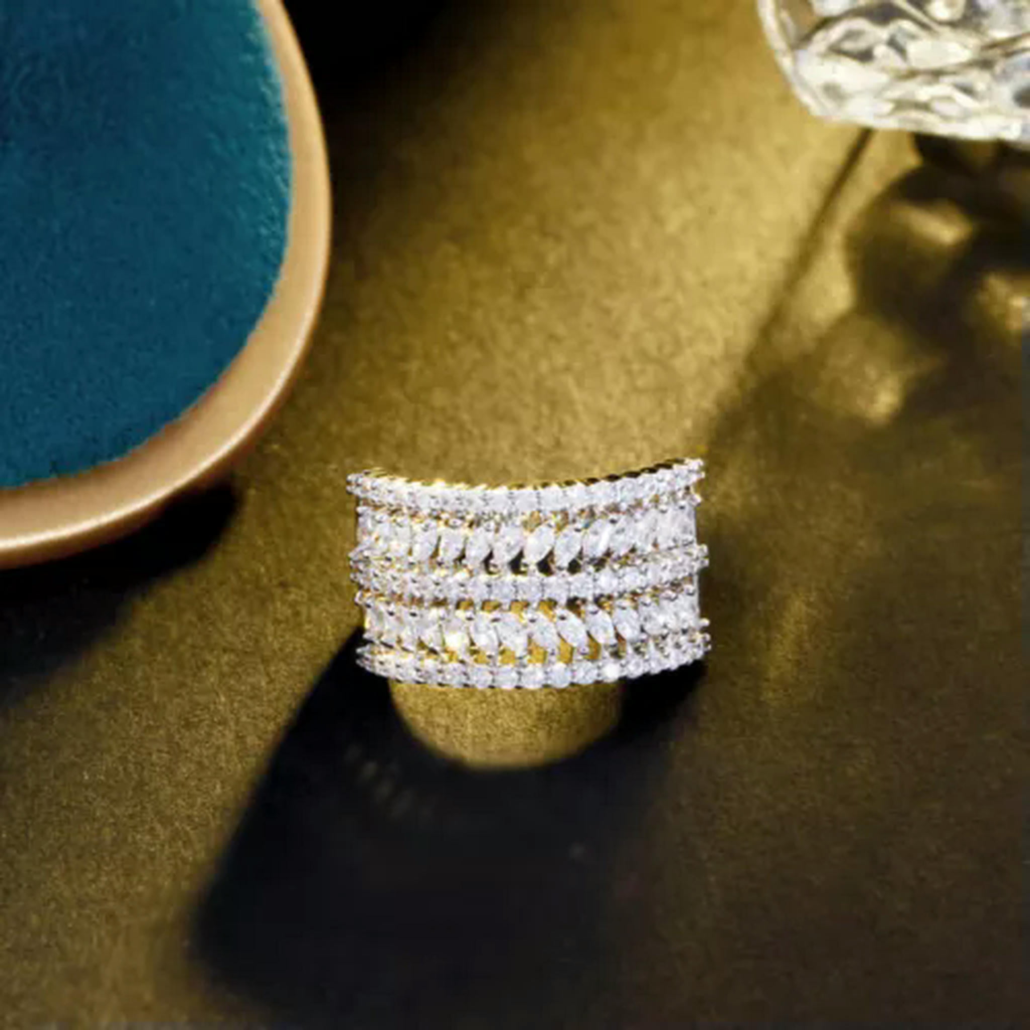 Multilayer Silver Plated Cubic Zircon Amerian Crystal Big Leaf Wide ...