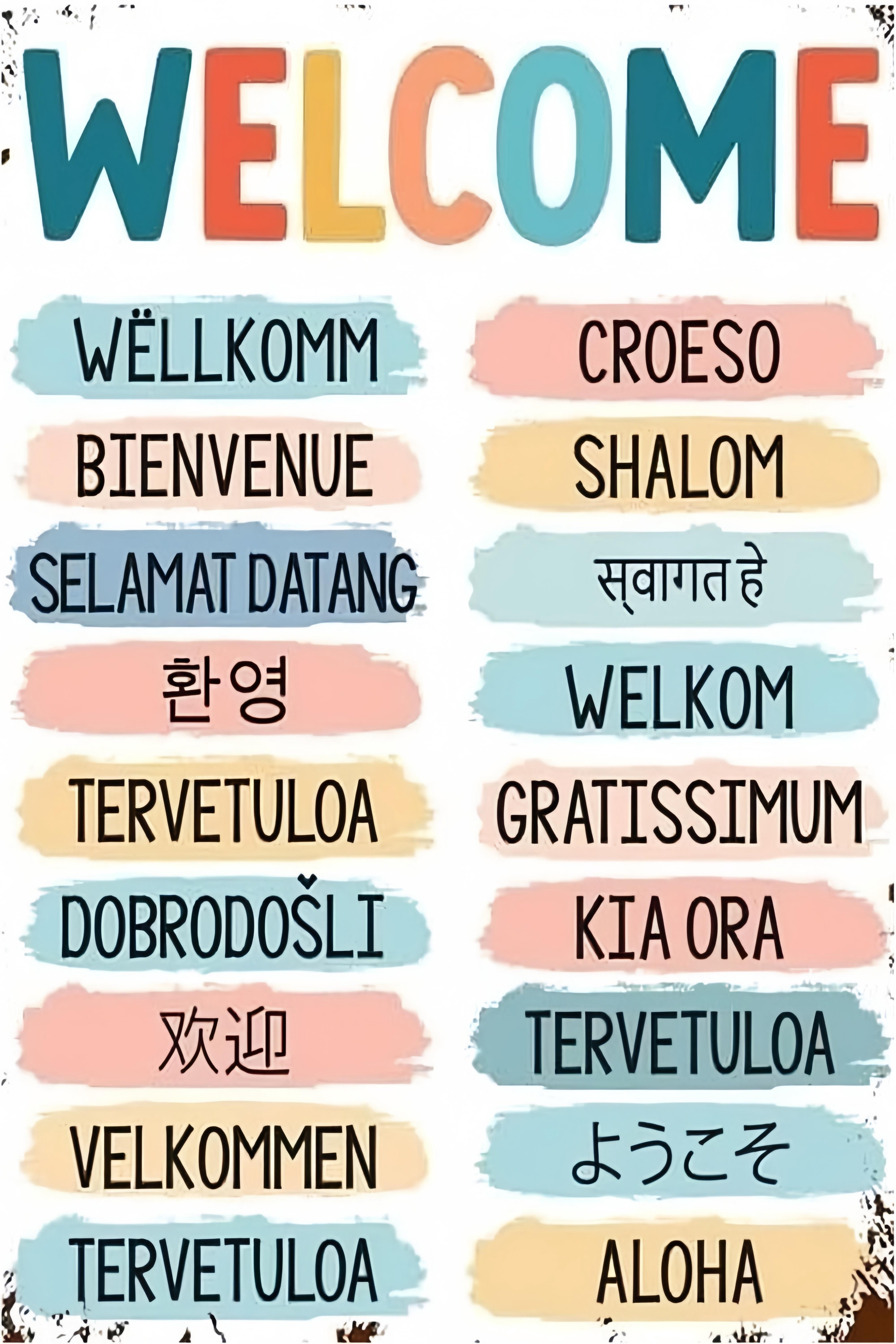 Multilingual Welcome Words Chart world languages classroom decor poster ...