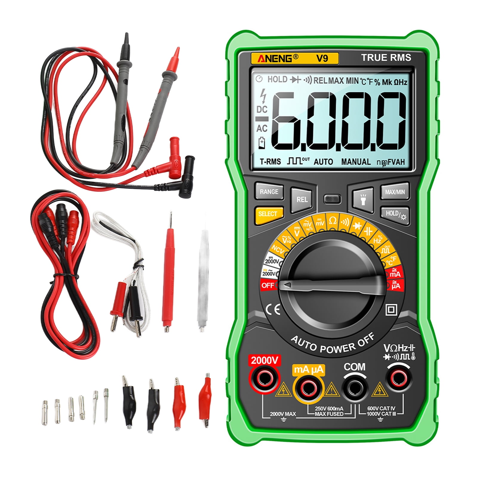 Multimeter Digital Multimeter 6000 Count 2000V High Accuracy AC DC ...