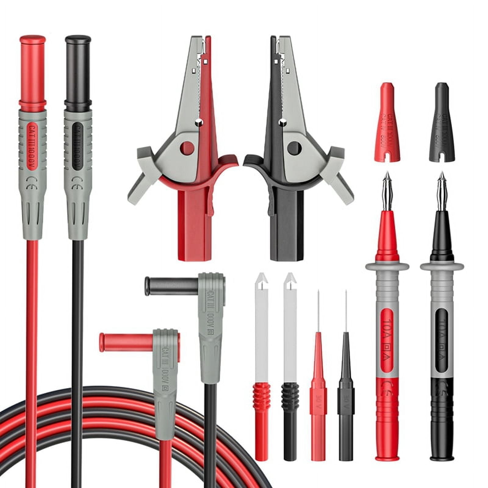 Multimeter Test Lead Kit Test Cable 4mm Banana Plug with Clip Wire ...