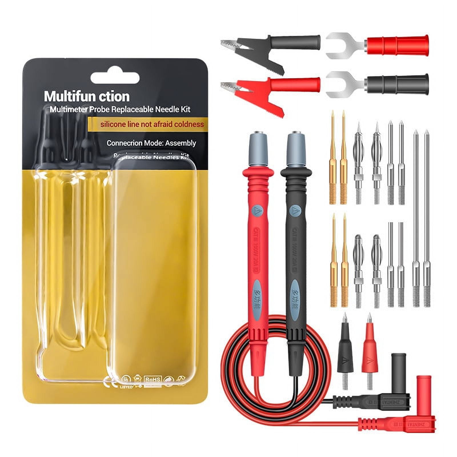 Multimeter Test Leads Kit with Replaceable Precision Test Probes Set ...