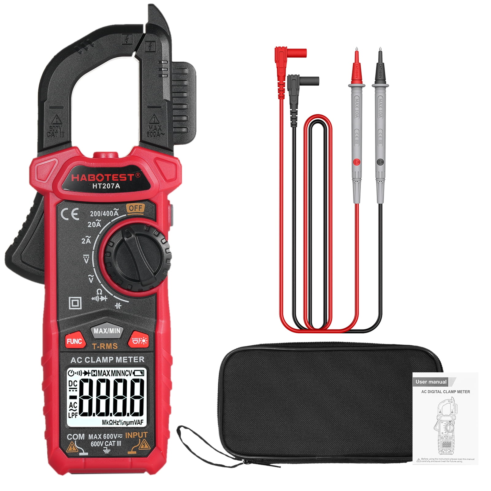 Multimeters,Clamp Meter Diode Resistance Clamp 2000 Display Voltmeter ...