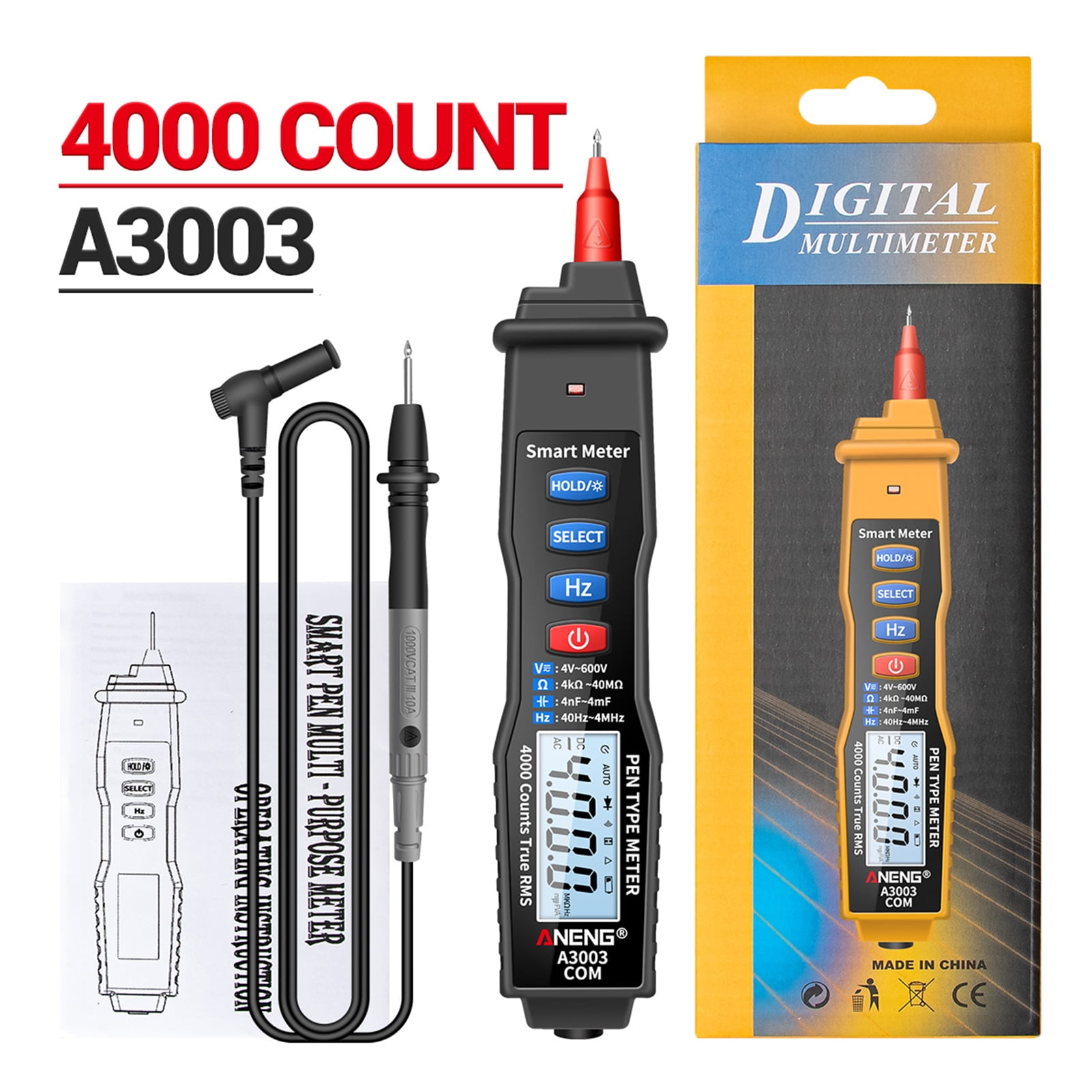 Multimeters,Ohmmeter Resistance Live 4000 Lcd Tester Line Test Handheld ...