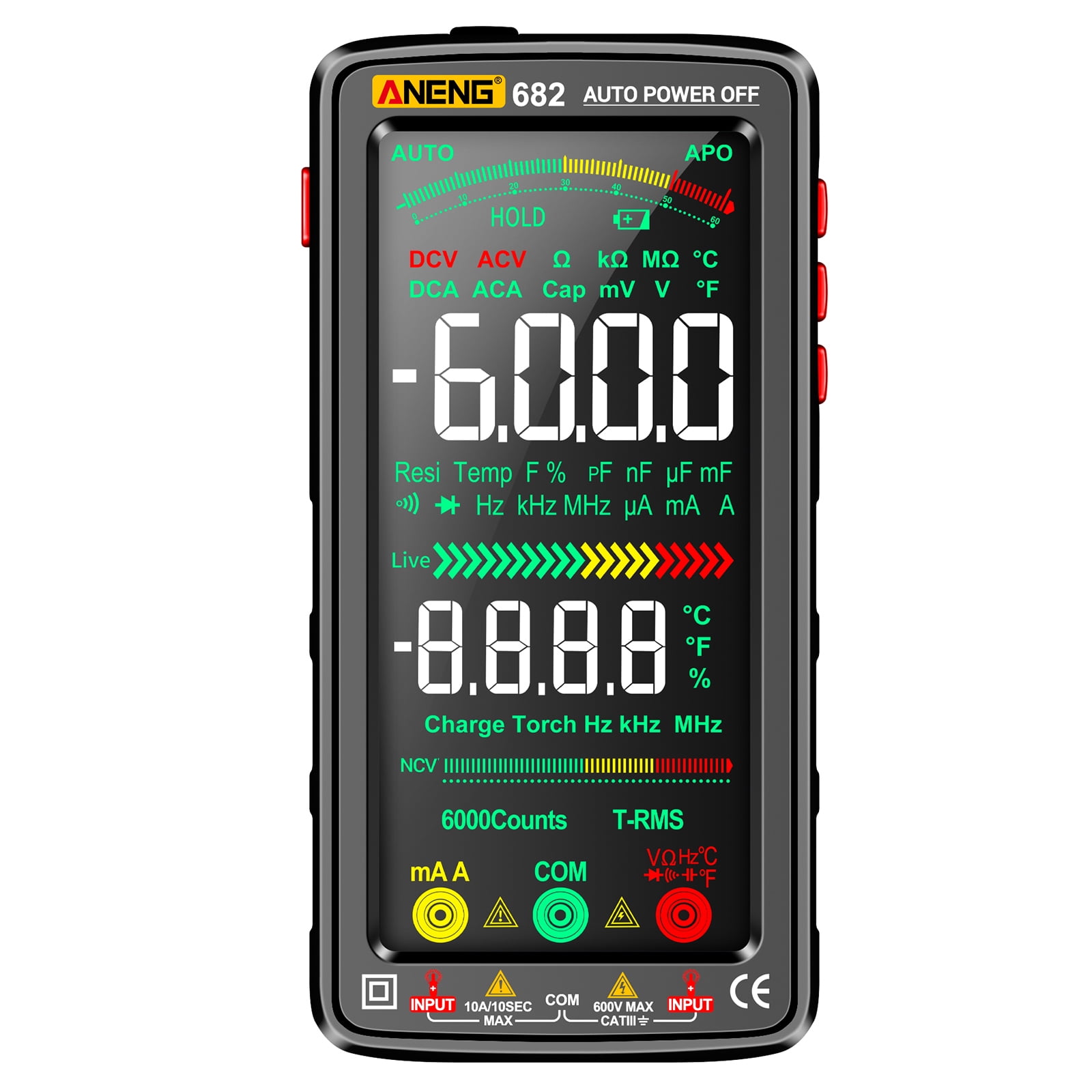 Multimeters,Screen Ncv Tester 682 6000 Lcd -burn Universal Meter 6000 ...