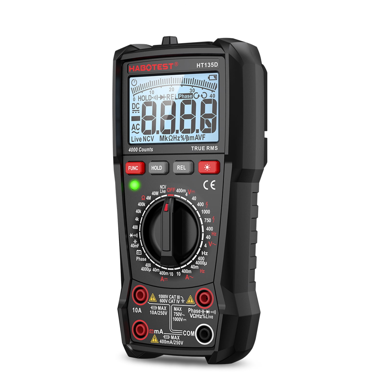 Multimeters,Volt Handheld 4000 Rms 4000 Rms Professional Color Display ...