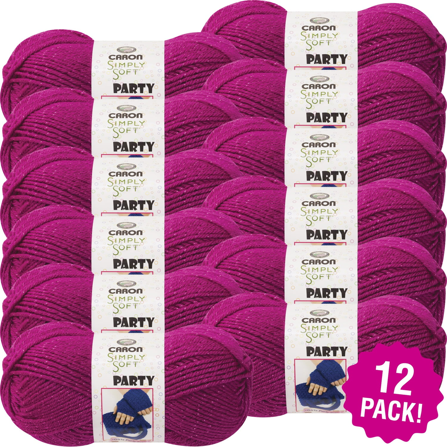 Multipack of 12 - Caron Simply Soft Party Yarn-Fuchsia Sparkle ...