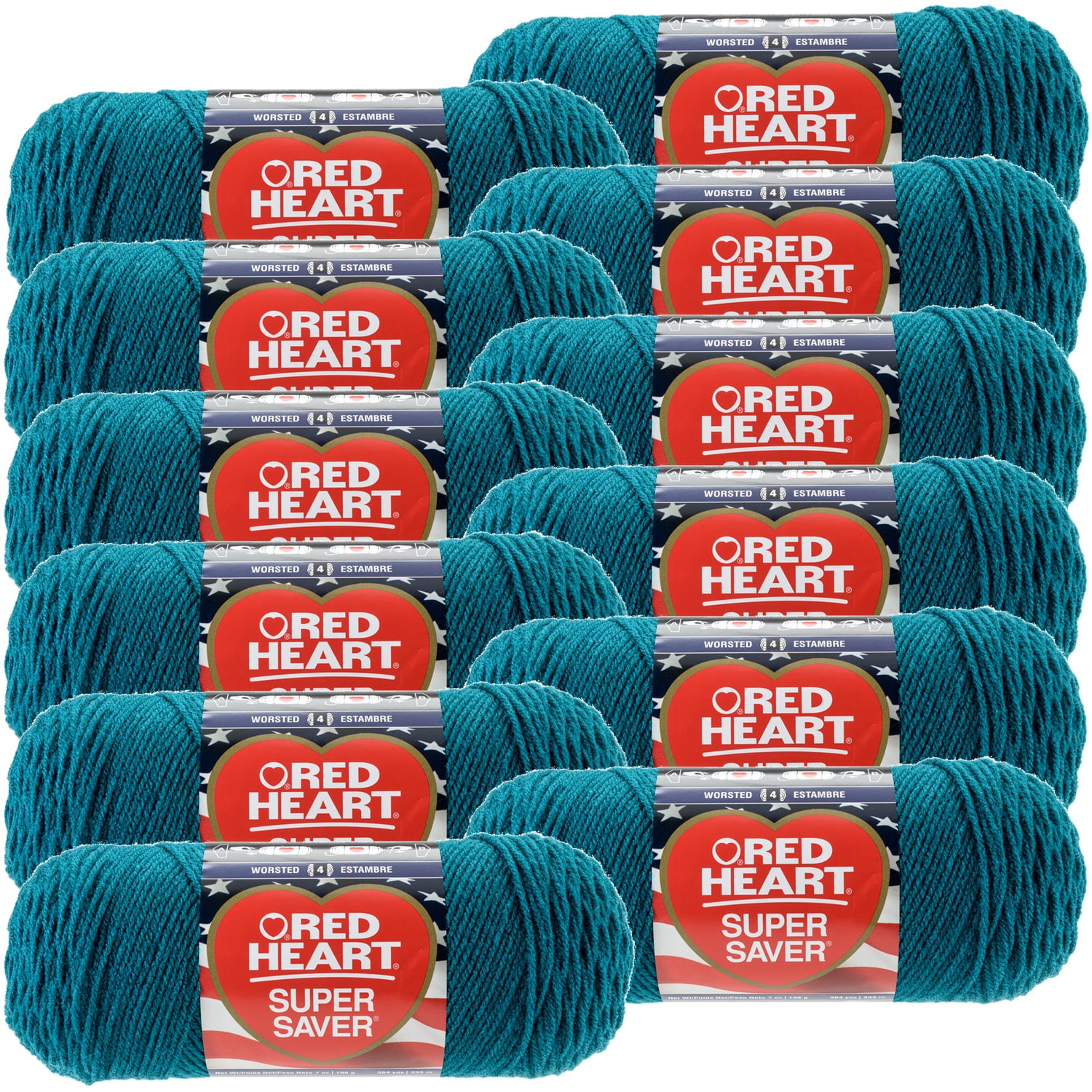 Multipack of 12 - Red Heart Super Saver Yarn-Real Teal - Walmart.com