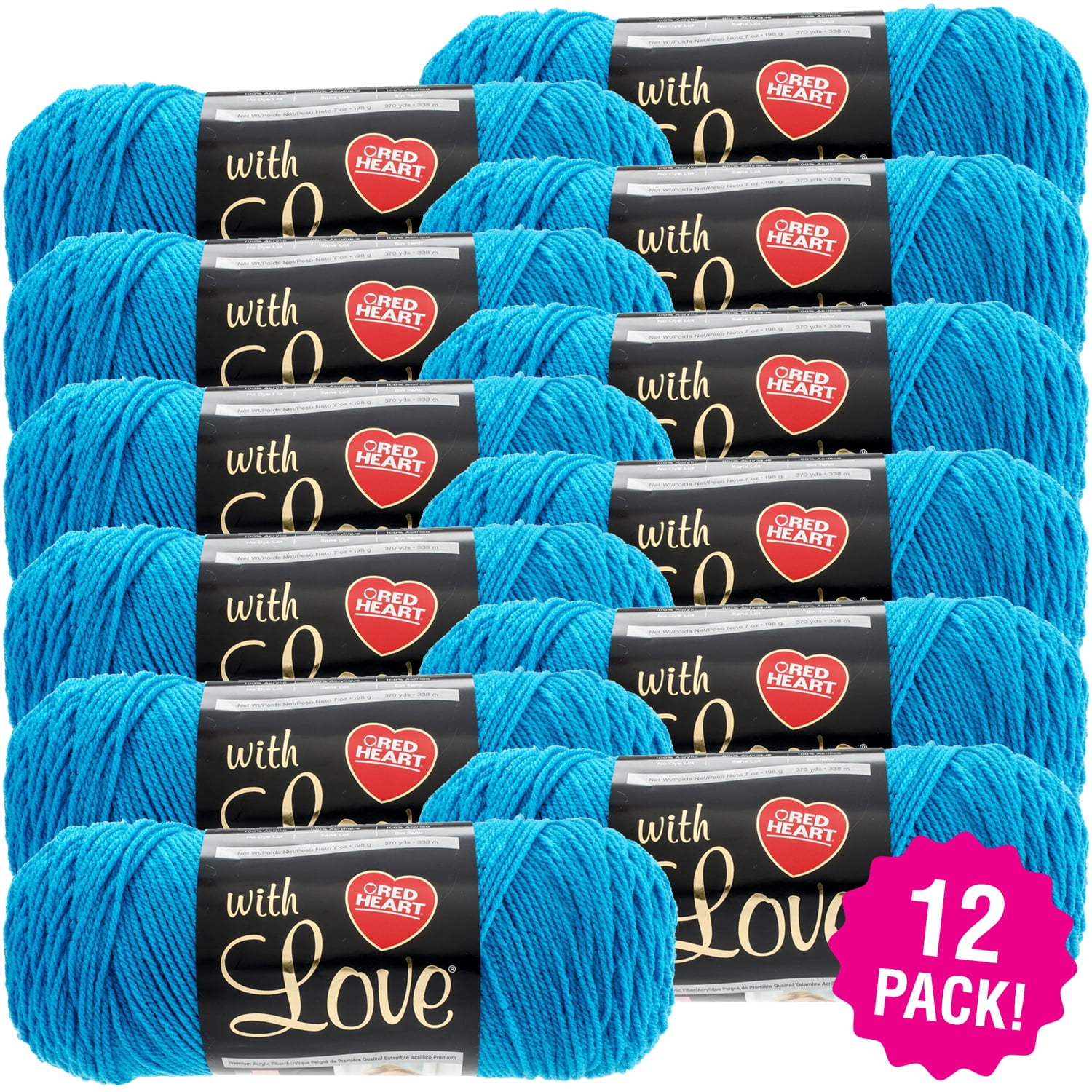 Multipack of 12 - Red Heart With Love Yarn-Blue Hawaii - Walmart.com