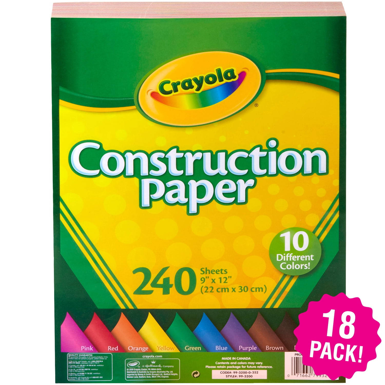 Multipack of 18 - Crayola Construction Paper Pad 9"X12"-240 Sheets ...