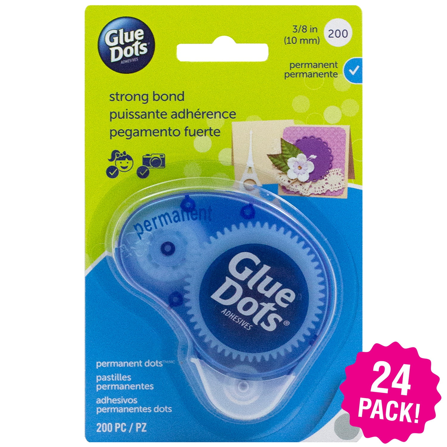 Multipack of 24 - Glue Dots .375" Dot Disposable Dispenser-Permanent ...
