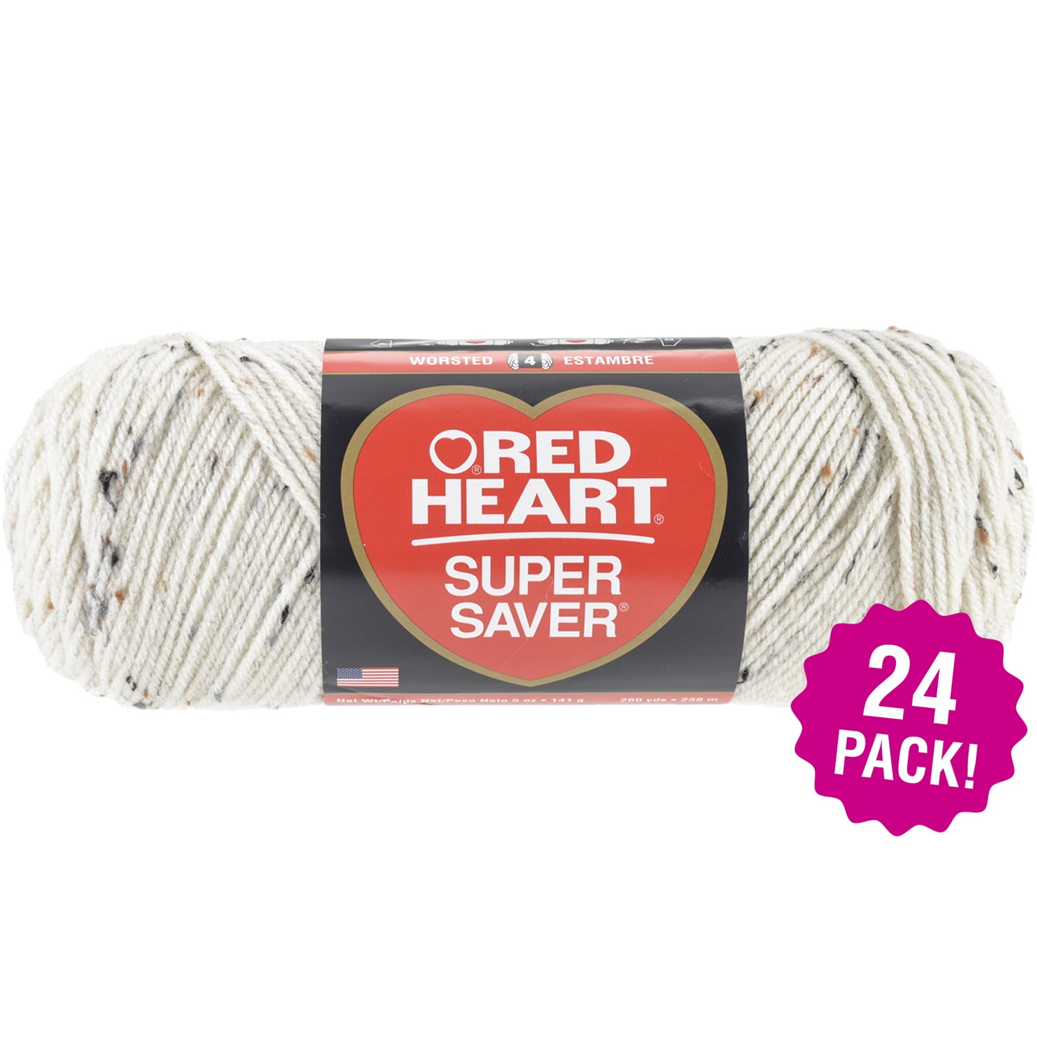 Multipack of 24 - Red Heart Super Saver Yarn-Aran Fleck - Walmart.com