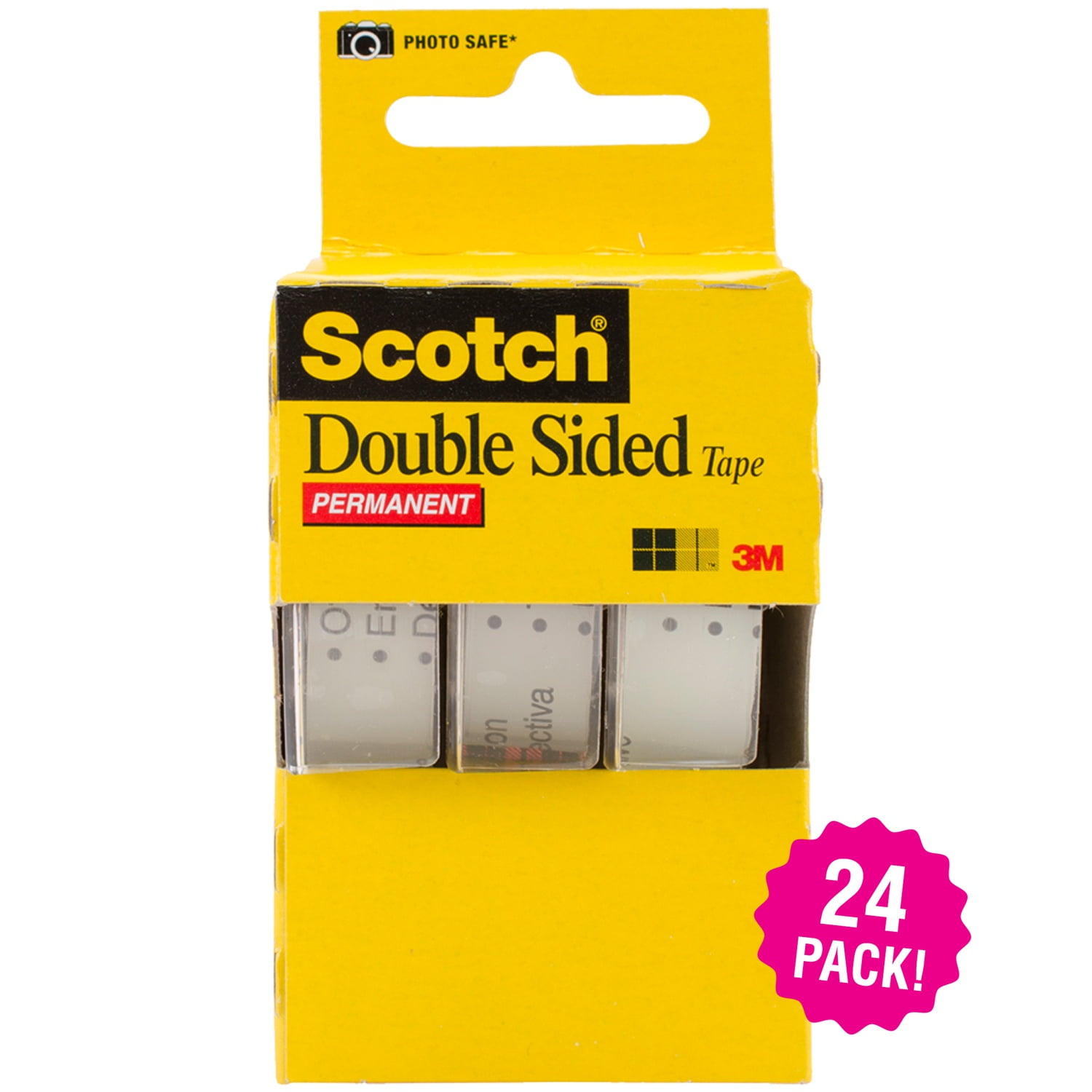 Multipack of 24 - Scotch Permanent Double-Sided Tape-.5"X250" 3/Pkg ...