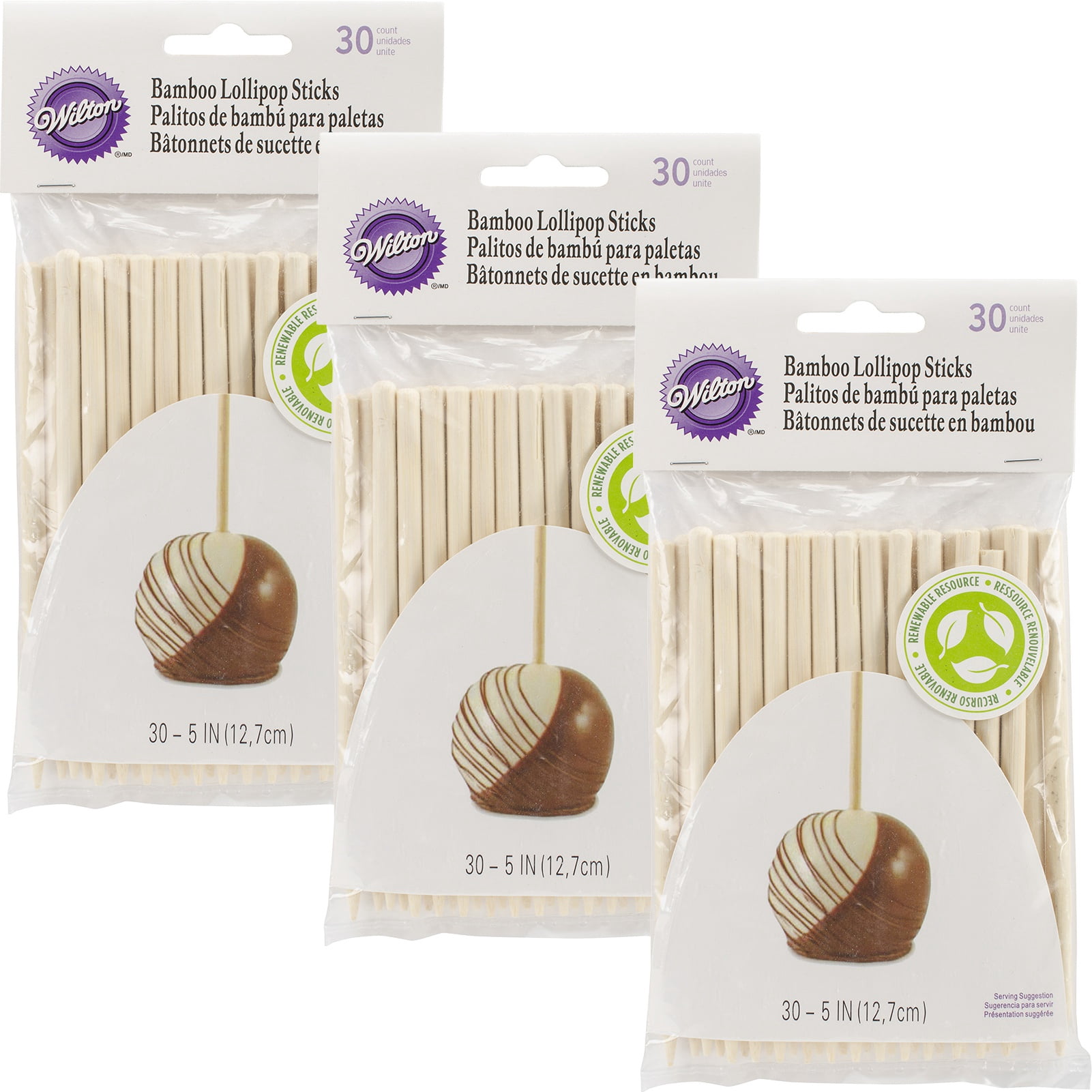 Multipack of 3 - Bamboo Lollipop Sticks 5" 30/Pkg - Walmart.com