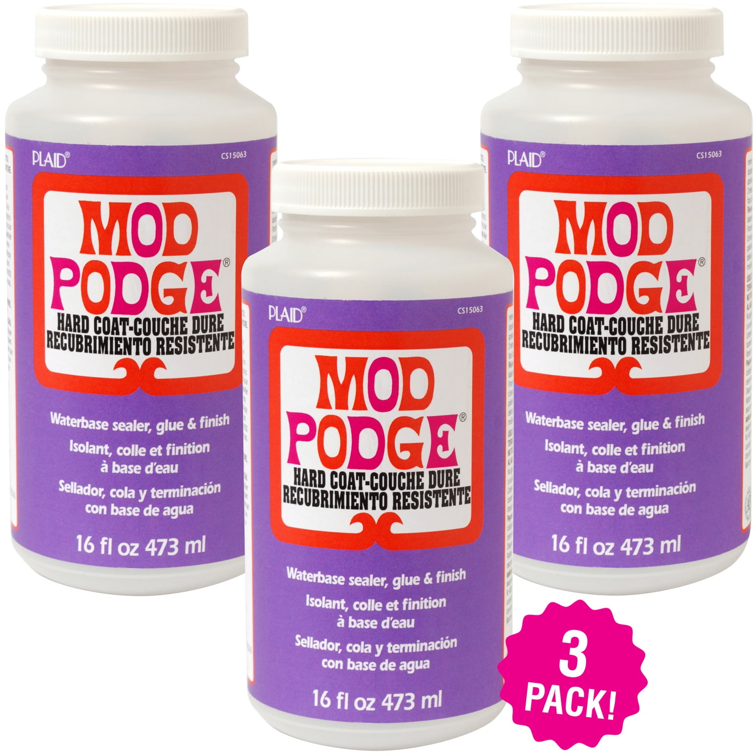 Multipack of 3 - Mod Podge Satin Hard Coat Finish-16oz - Walmart.com