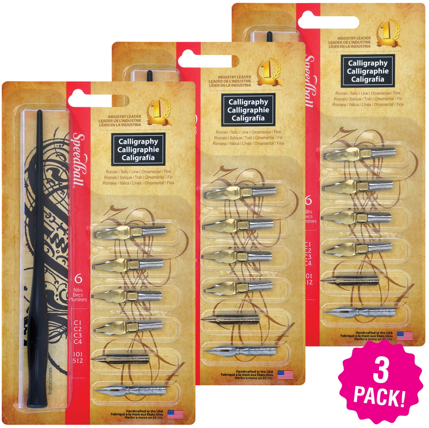 Multipack of 3 - Speedball Calligraphy Set-Pen & 6 Nibs - Walmart.com