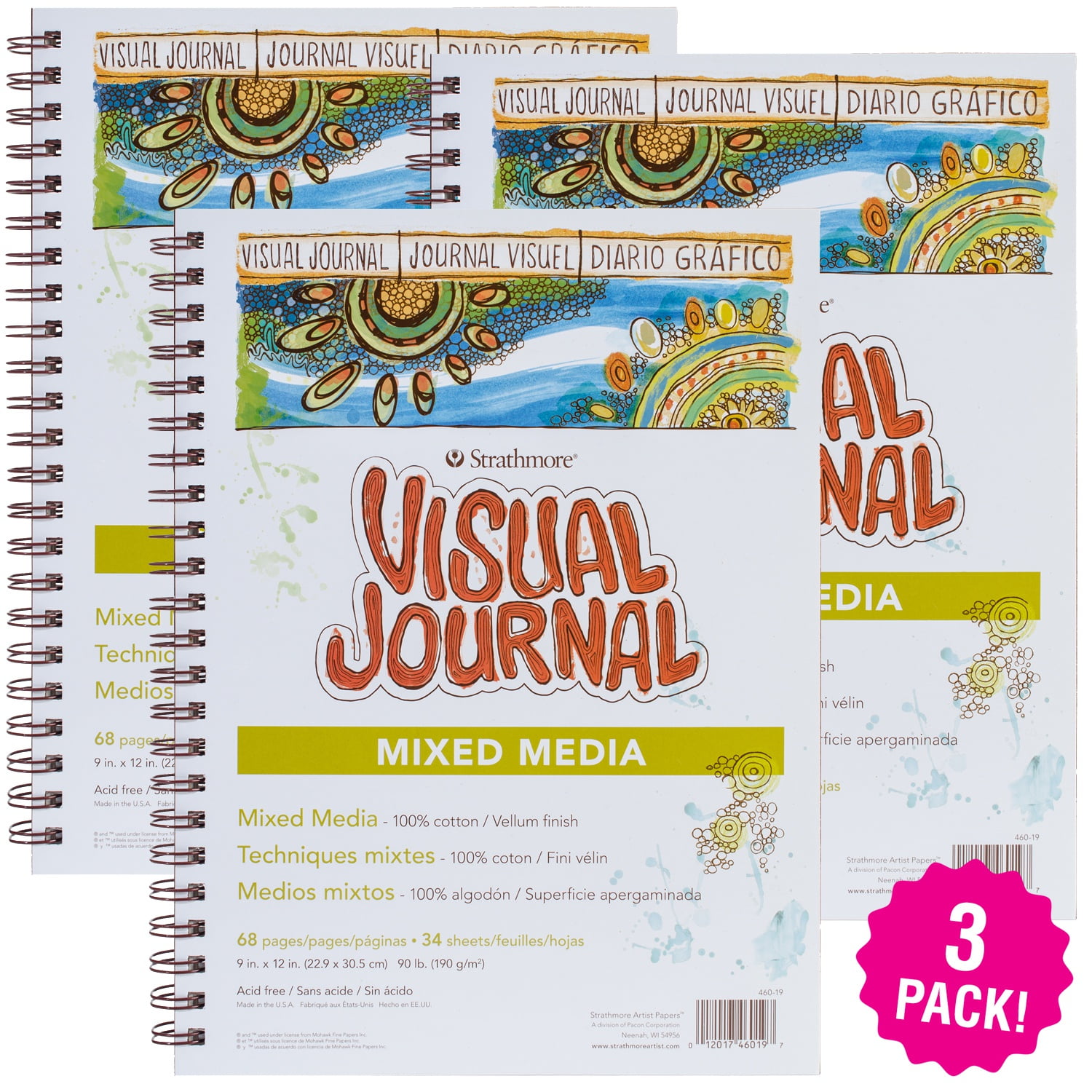 Multipack of 3 - Strathmore Visual Journal Mixed Media Vellum 9"X12"-34 ...